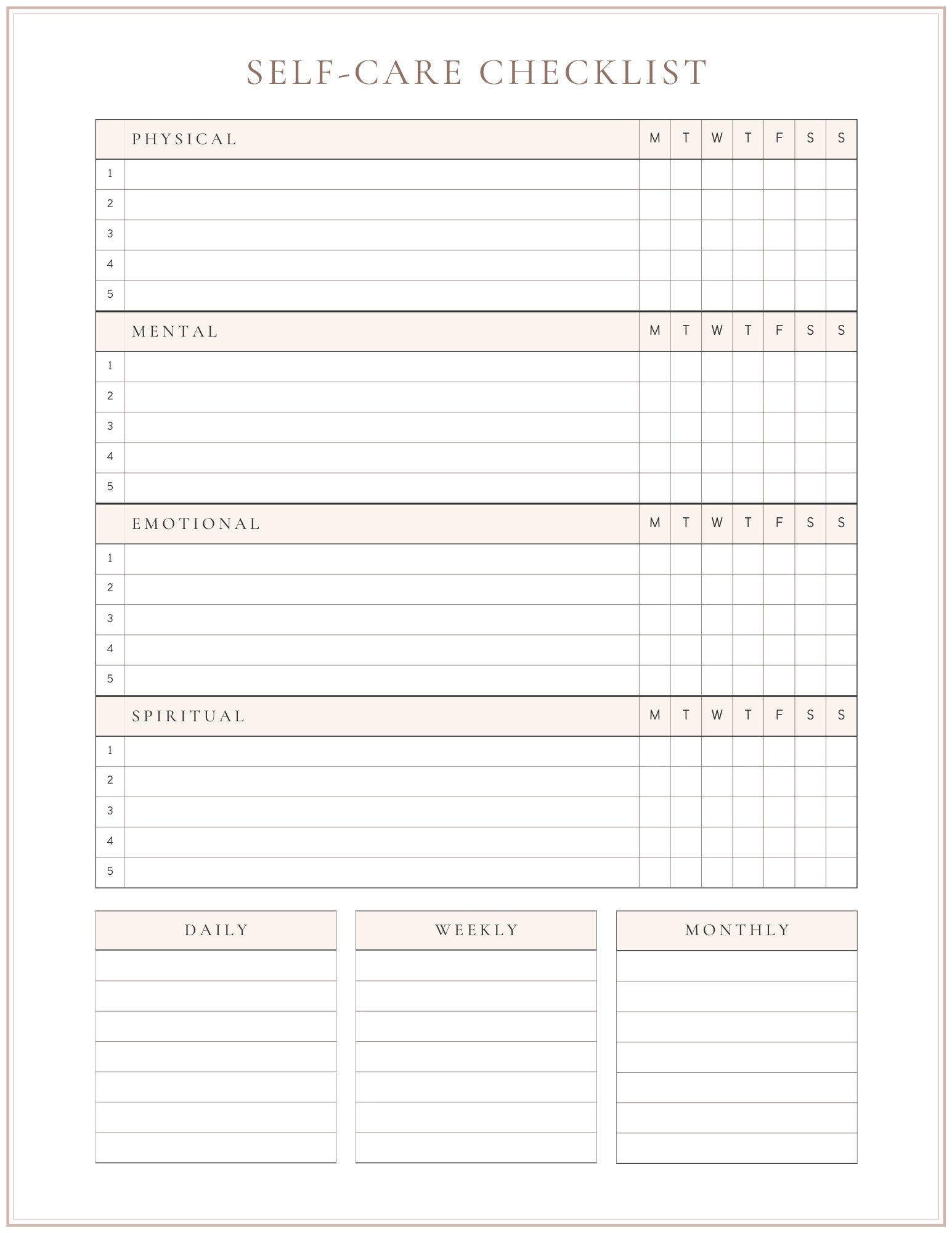 Self-care Checklist - Etsy