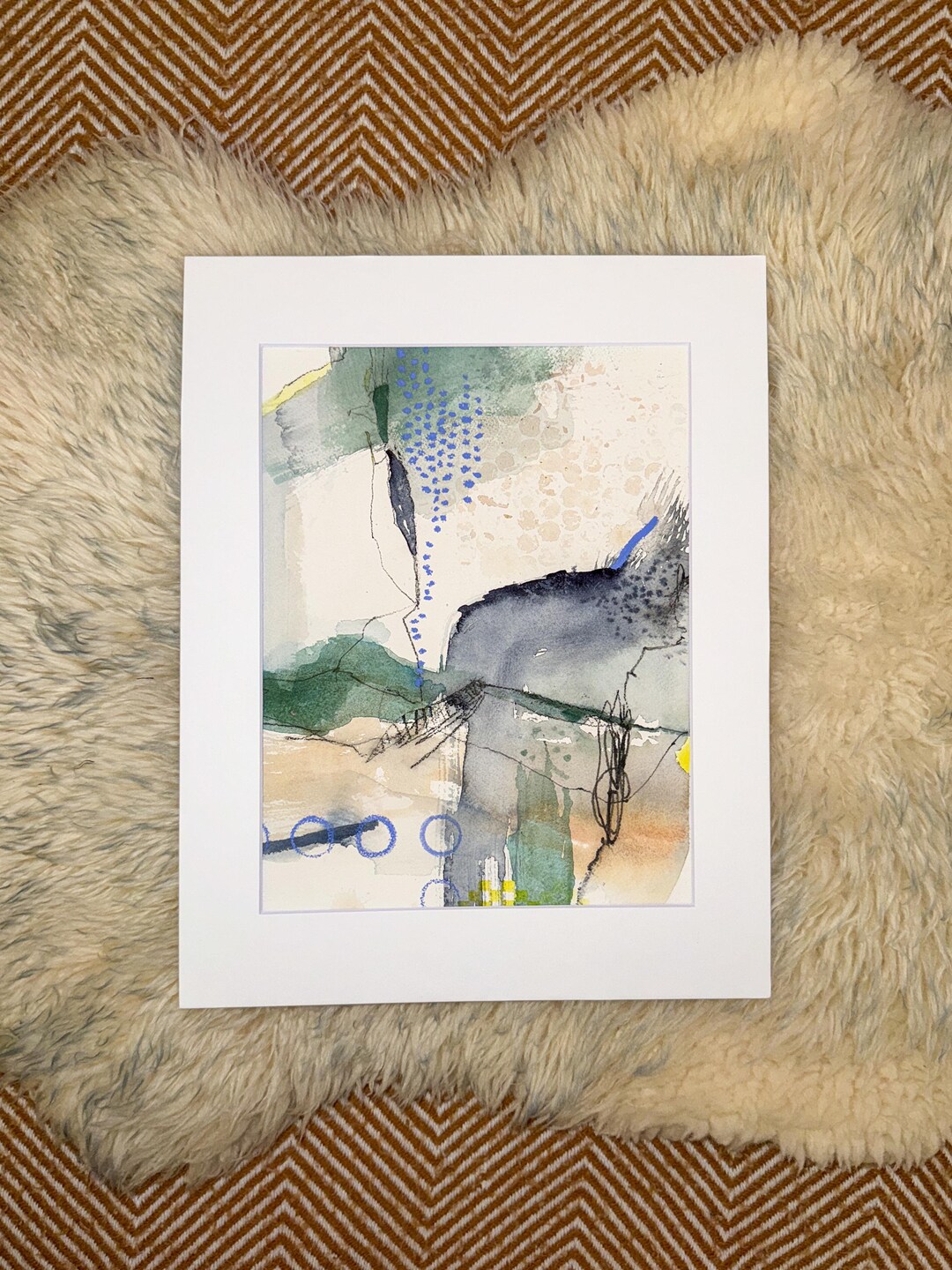 Skipping Stones | 9x12 Inch Watercolor Mixed Media Painting | Matted to ...
