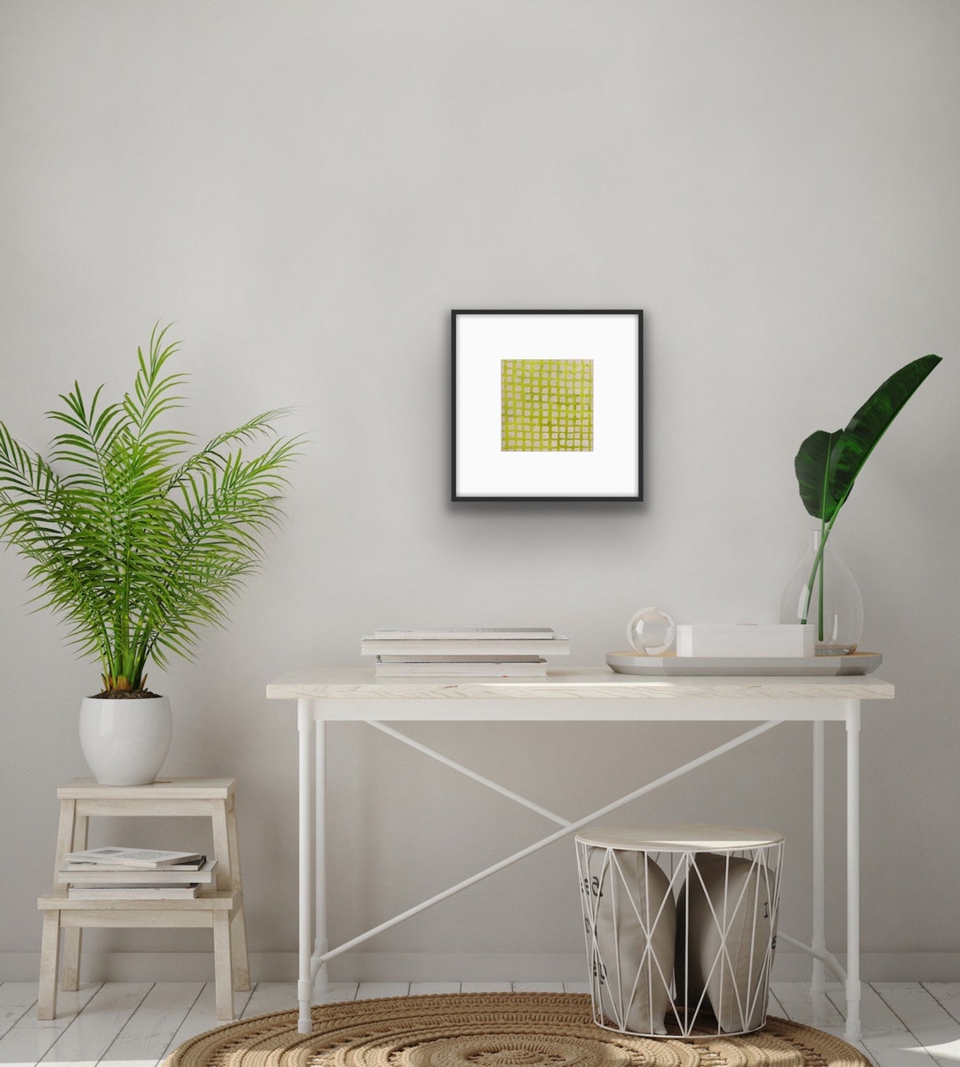 Neon Checker Print Pattern 8x8 Inch Abstract Flowers Modern Art Nursery ...