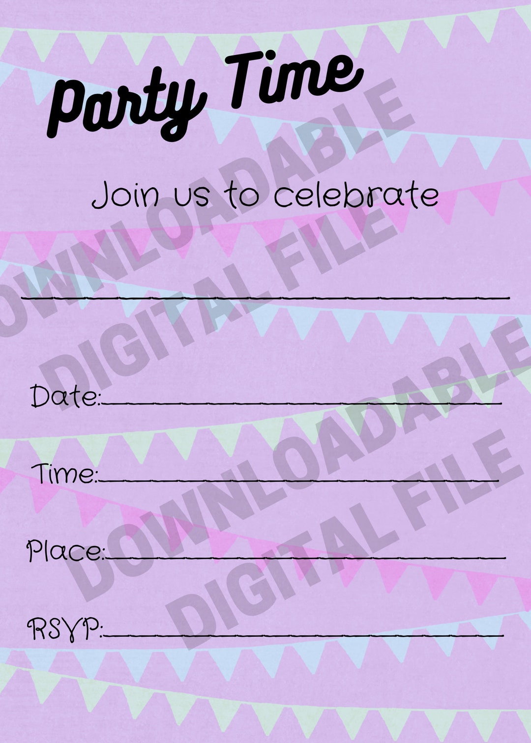 Party Time! Birthday Party Invitation Digital Download - Etsy