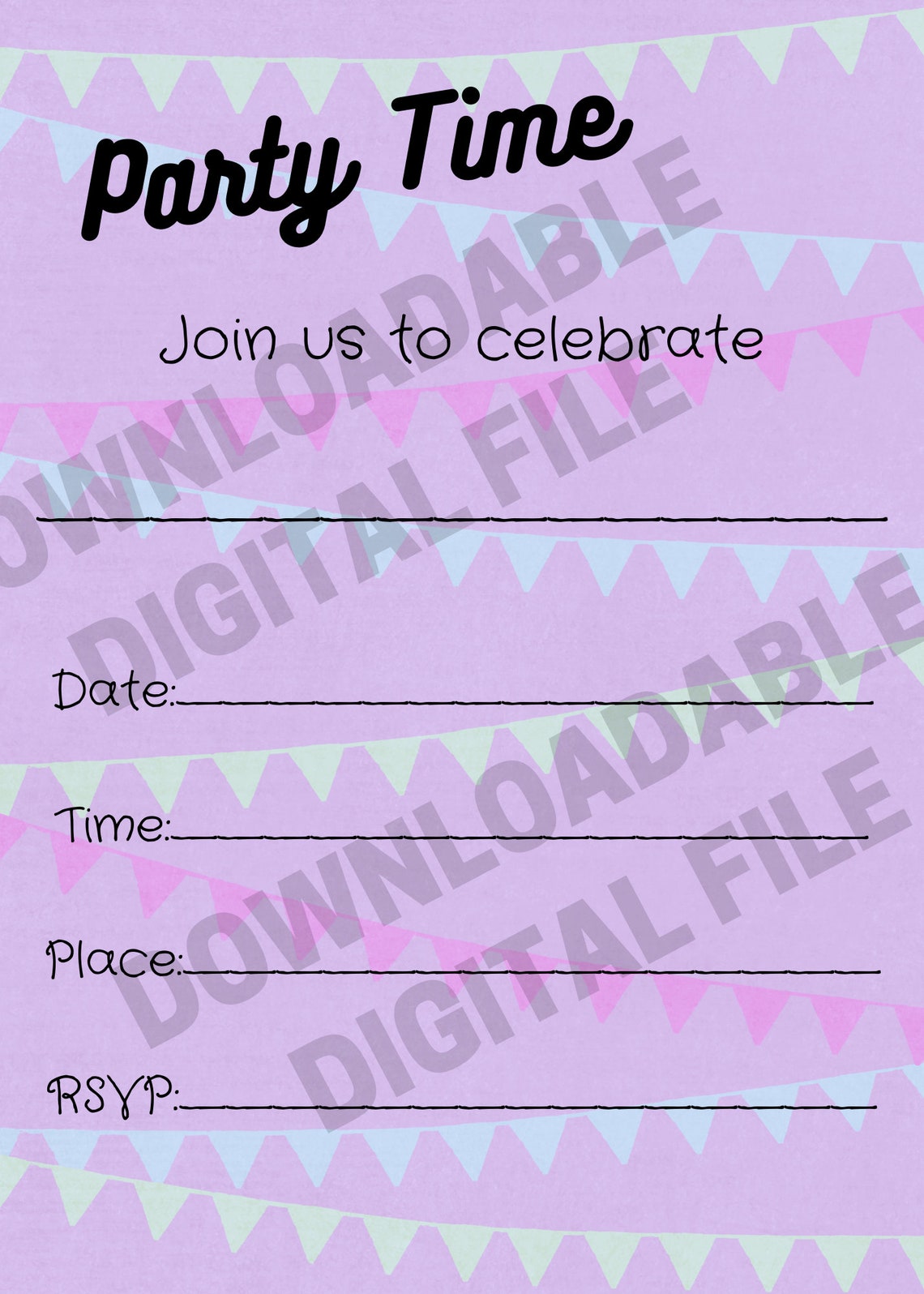 Party Time Birthday Party Invitation Digital Download - Etsy