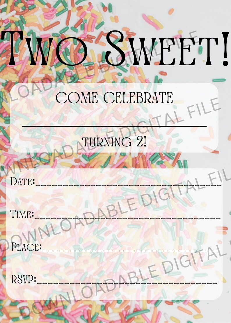 Two Sweet! Birthday Party Invitation - Etsy
