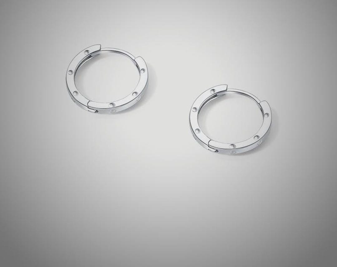 Solid Platinum Pt950 Plain With Slight Sunken Pit Hoops, Real Platinum ...