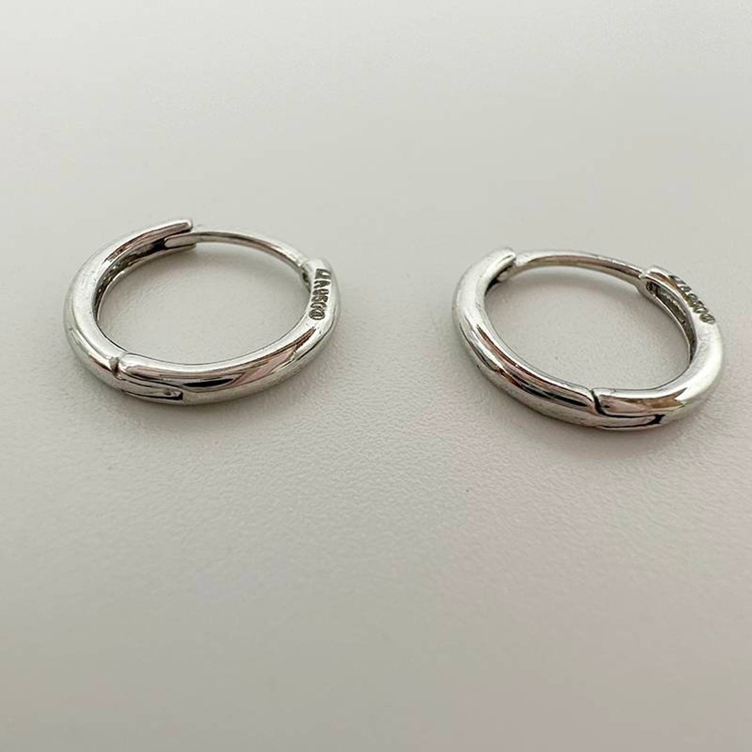 Solid Platinum Pt950 Simple Hoops, Real Platinum Huggie Polished Hoops ...