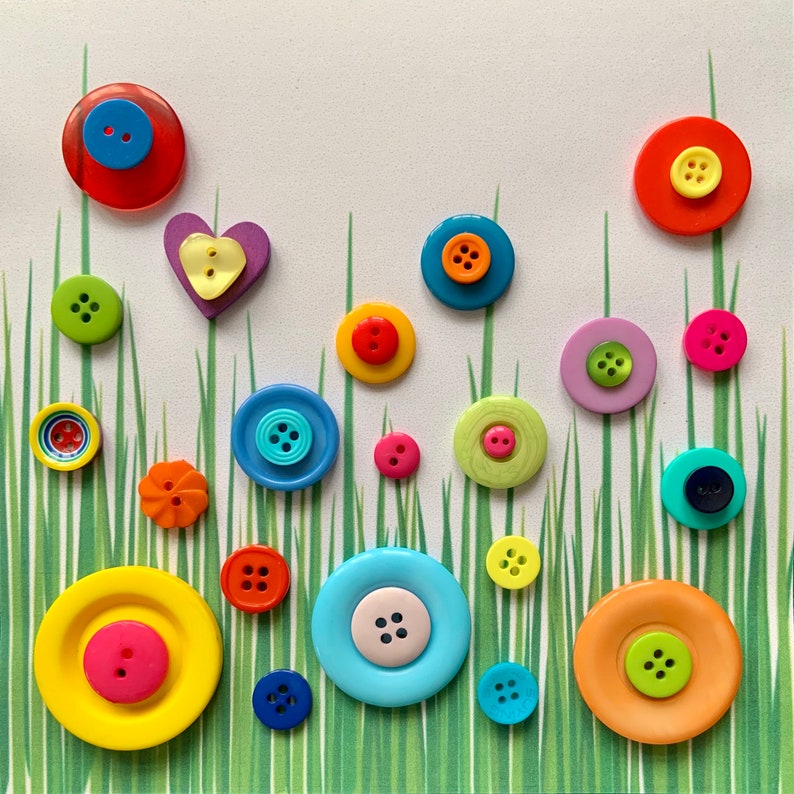 Button Art Flower Meadow Box Frame Picture 3 Sizes Available - Etsy
