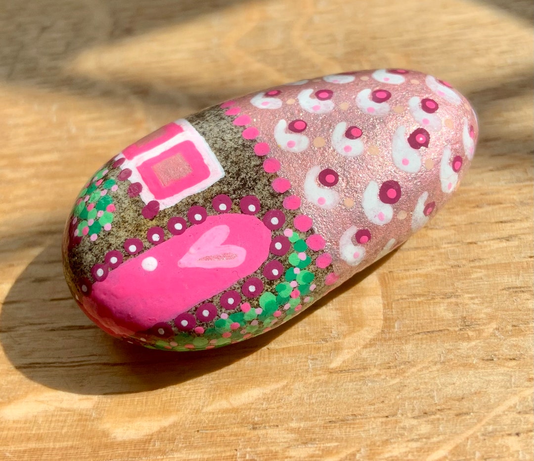 Hand Painted Pebble / Stone / Rock Fairy Cottage / House Pinks - Etsy
