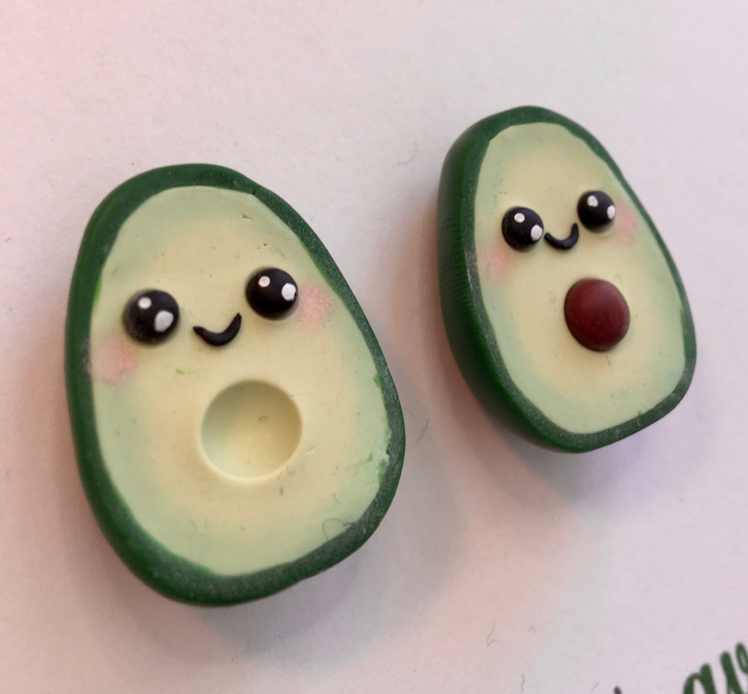 Cute polymer clay Avocados with quote in white box frame | Etsy