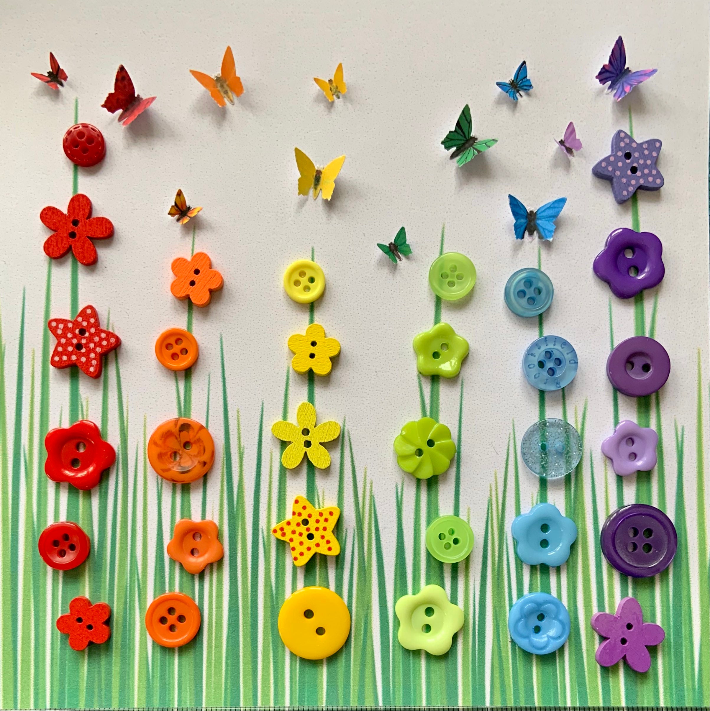 Button Art Flower Meadow Box Frame Picture 3 Sizes Available - Etsy