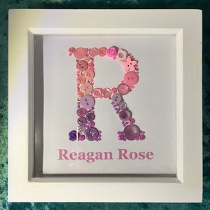 Personalised Button Letter Box Frame Picture With Name - 2 Sizes ...