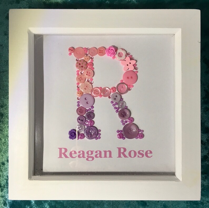 Personalised Button Letter Box Frame Picture With Name - 2 Sizes ...