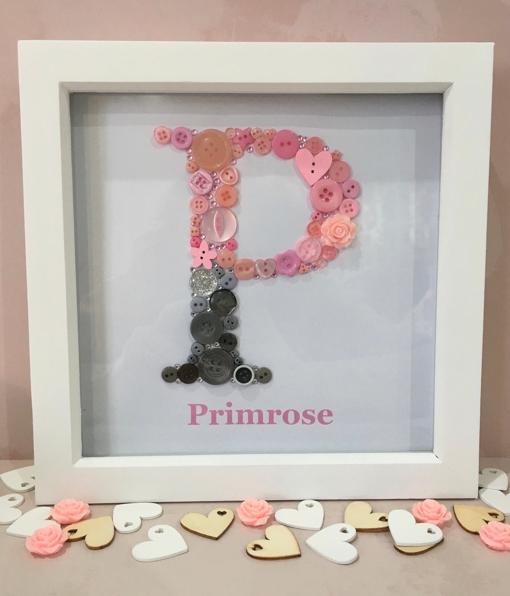 Personalised Button Letter Box Frame Picture With Name - 2 Sizes ...
