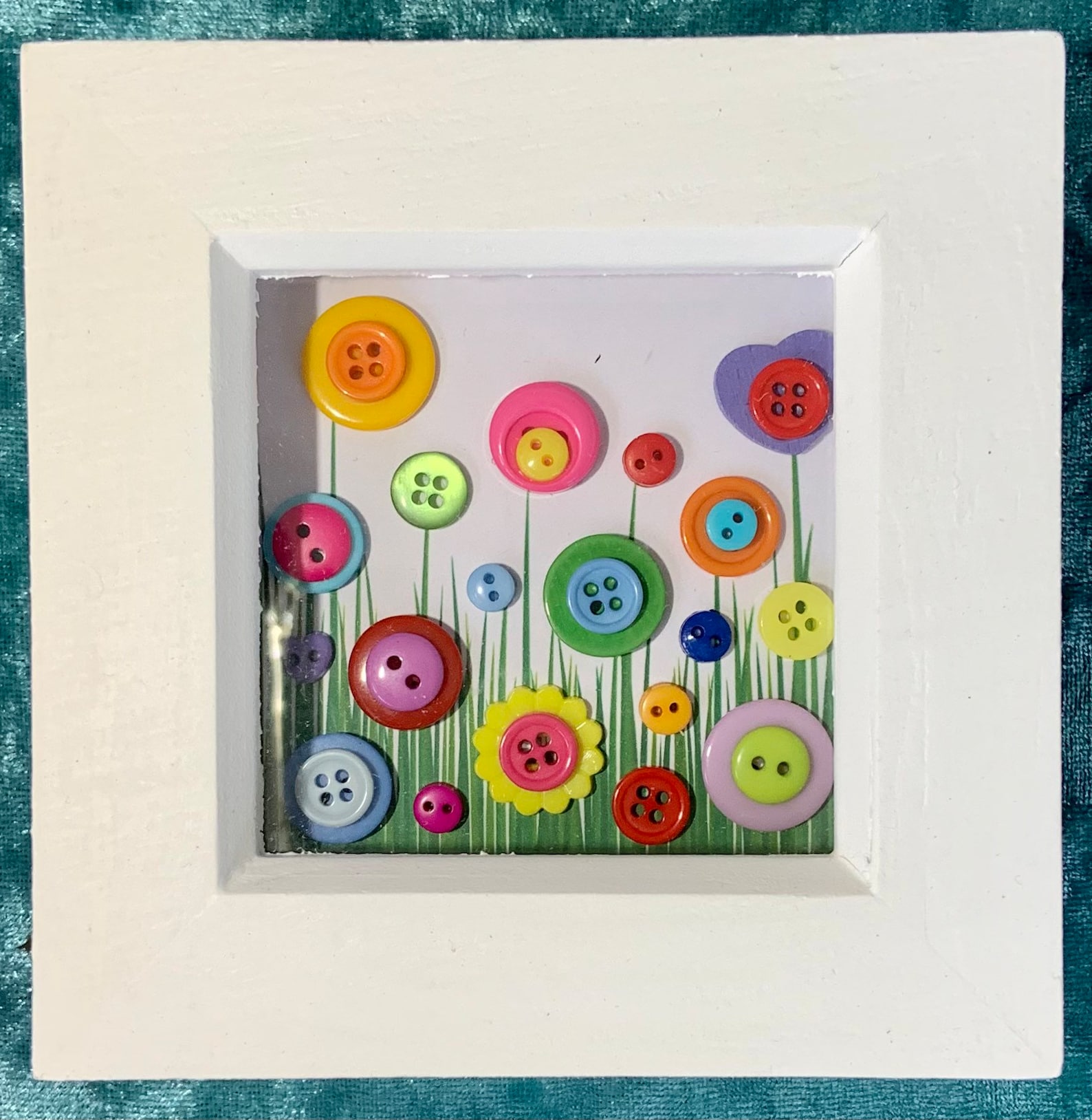 Button Art Flower Meadow Box Frame Picture 3 Sizes Available - Etsy
