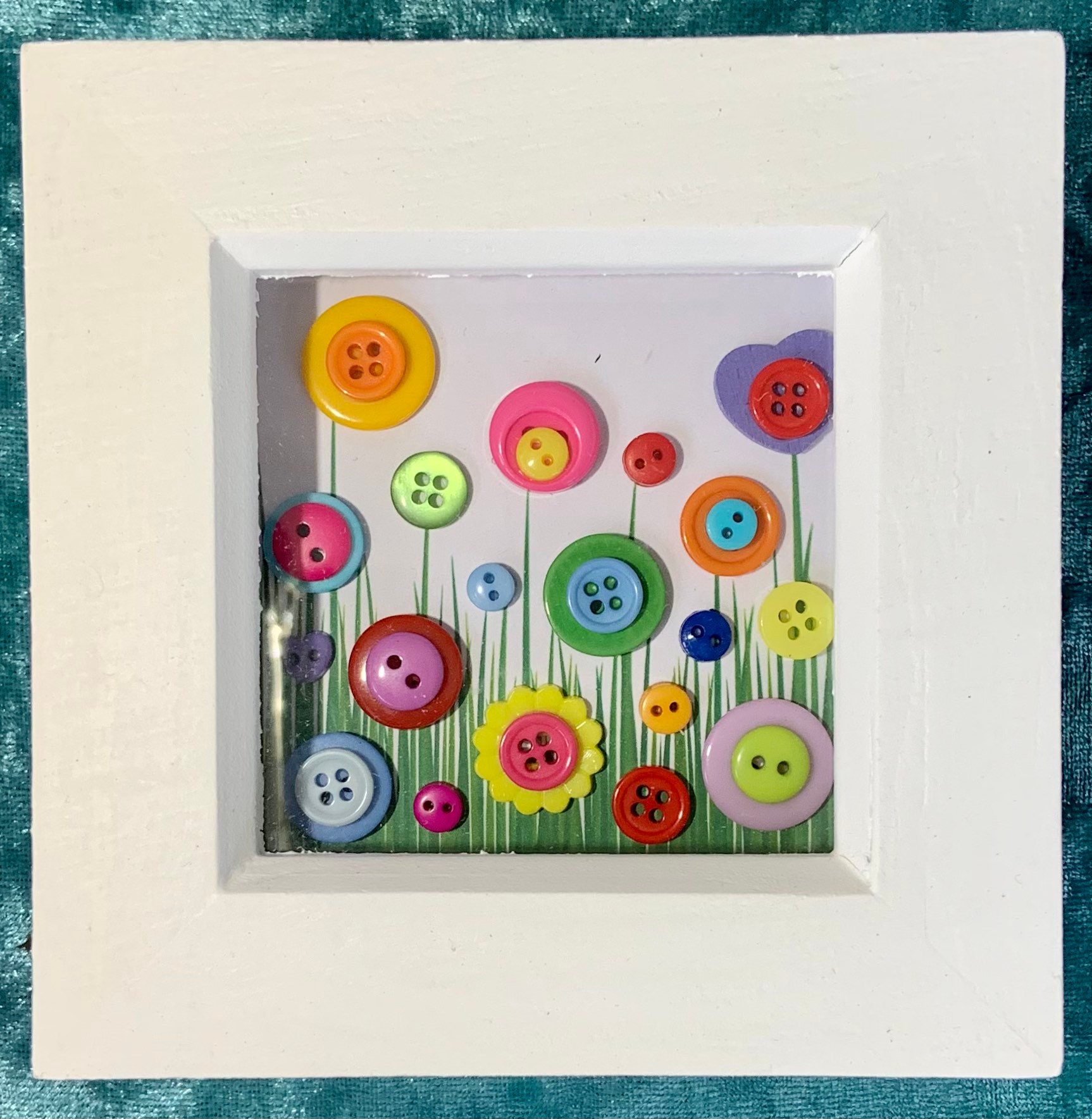 Button Art Flower Meadow Box Frame Picture - 3 Sizes Available - Etsy UK