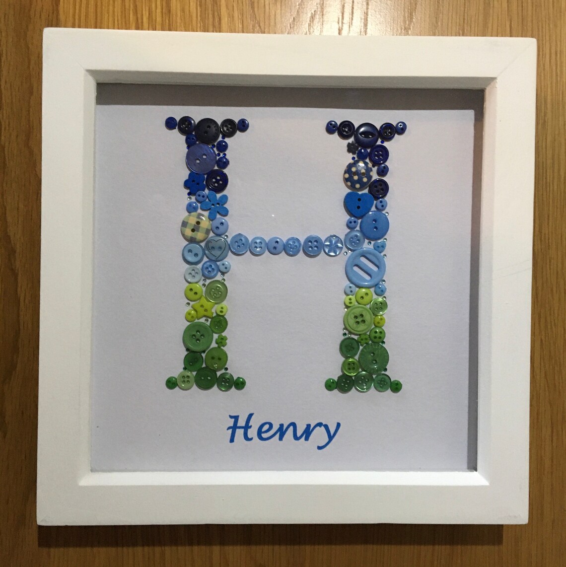 Personalised Button Letter Box Frame Picture With Name - 2 Sizes ...