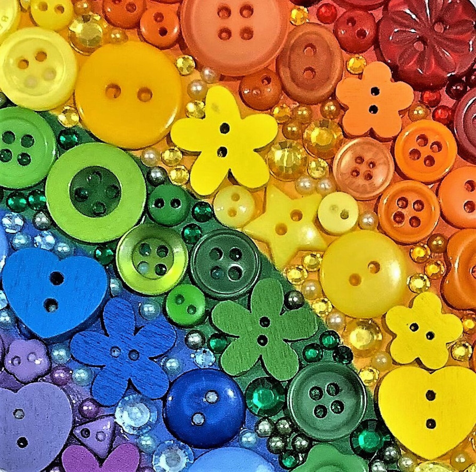 Rainbow Button Box Frame 18cm X 18cm - Etsy