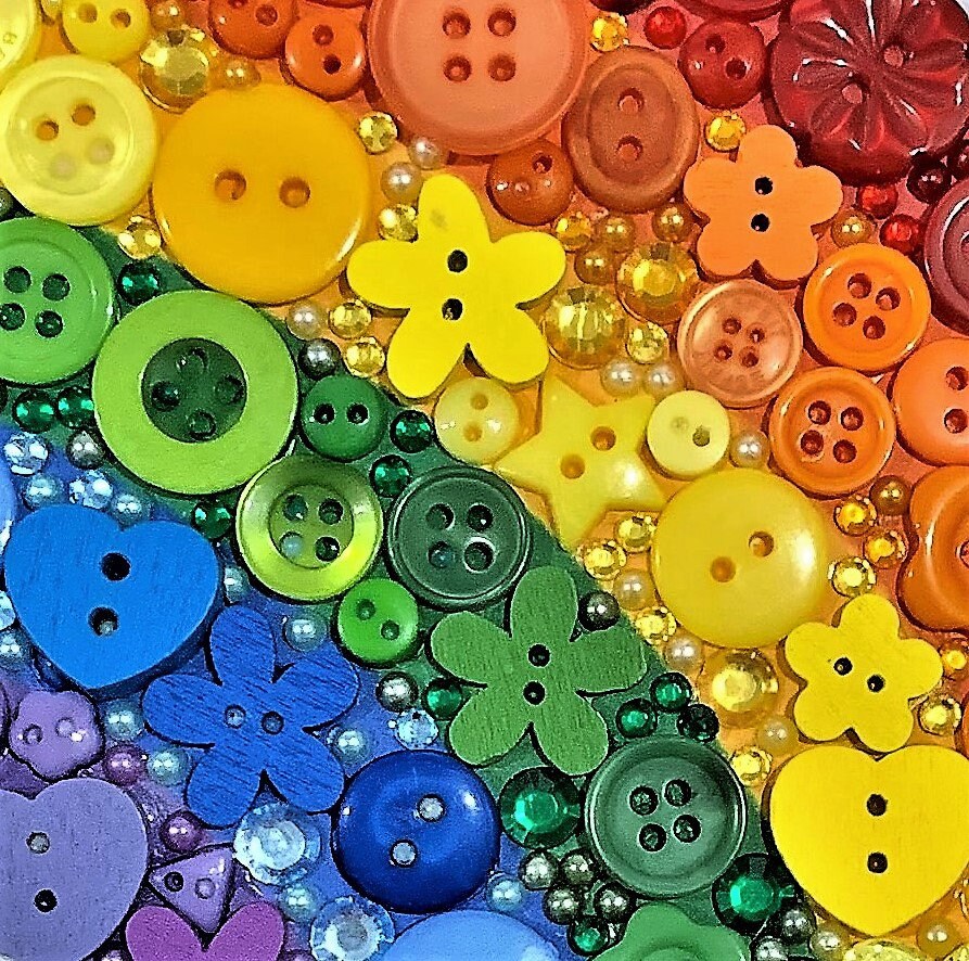 Rainbow Button Box Frame 18cm X 18cm - Etsy