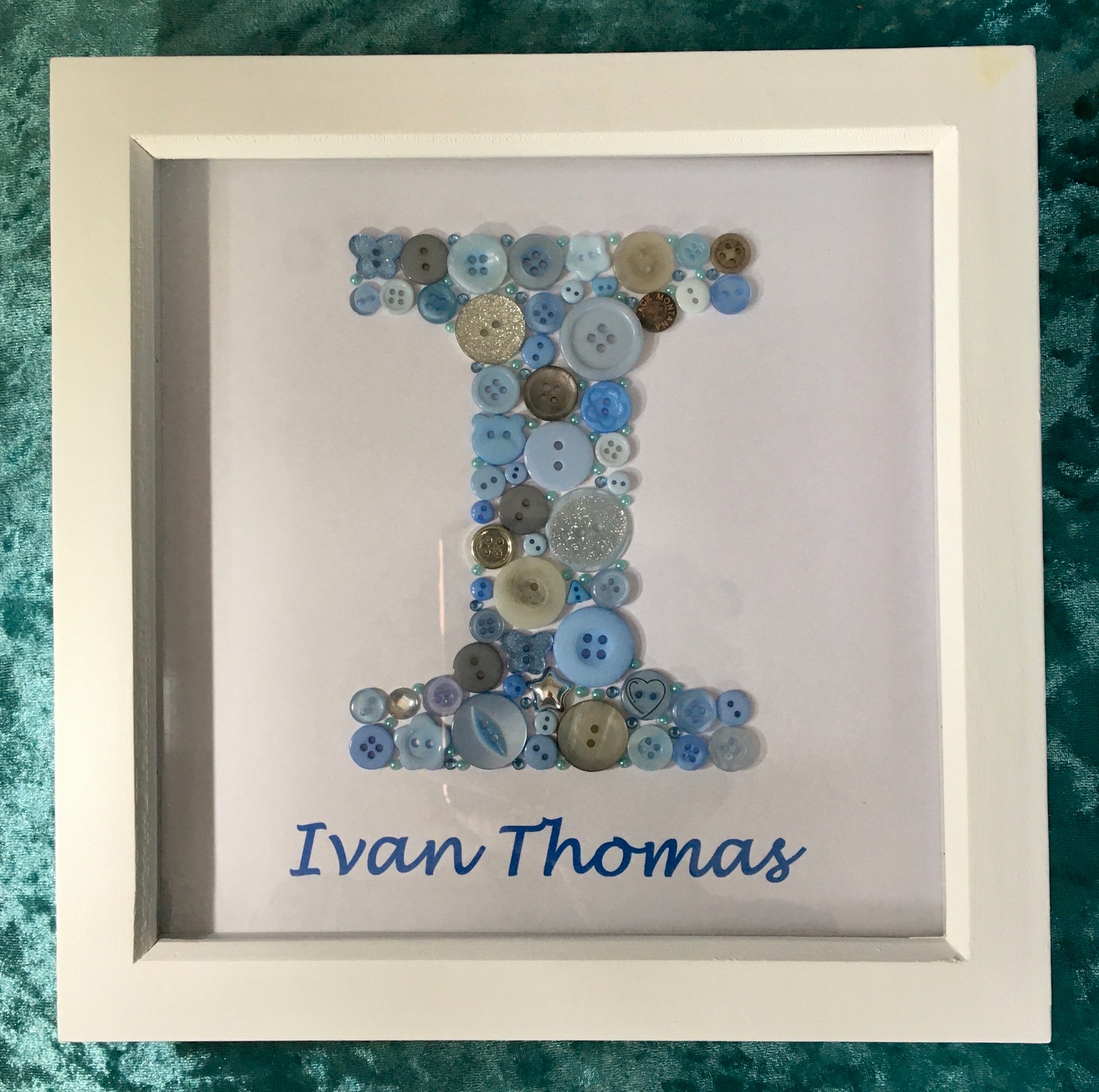 Personalised Button Letter Box Frame Picture With Name - 2 Sizes ...