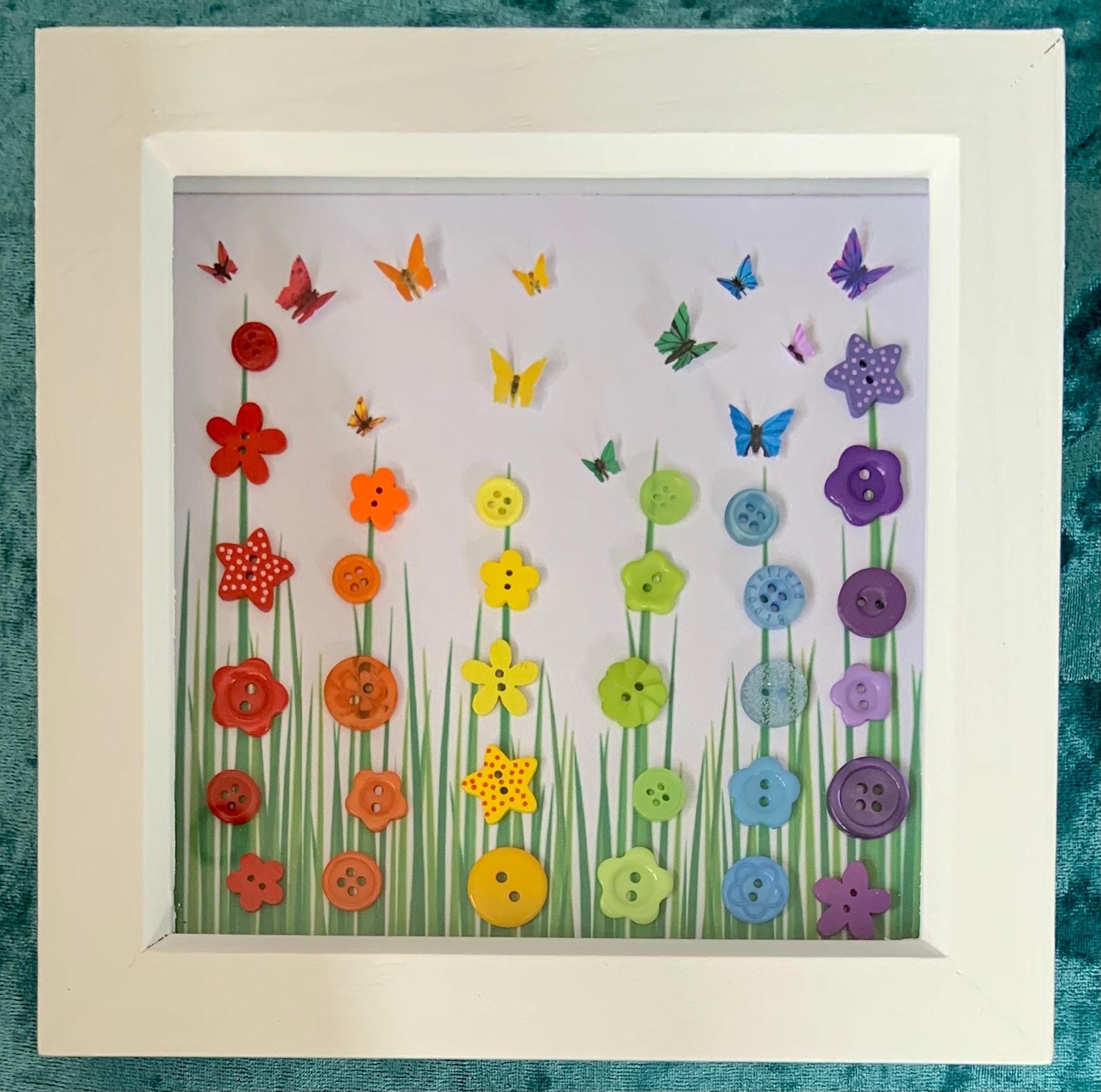 Button Art Flower Meadow Box Frame Picture - 3 Sizes Available - Etsy UK