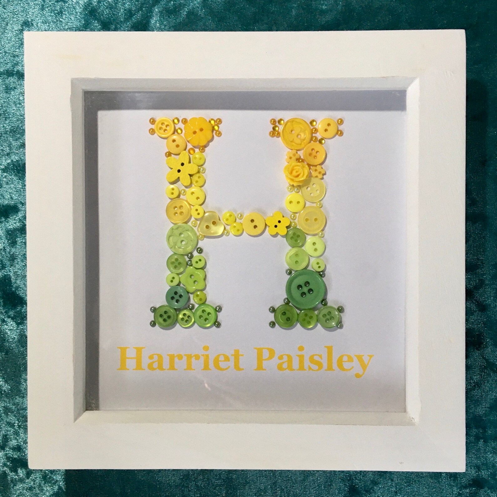 Personalised Button Letter Box Frame Picture With Name - 2 Sizes ...