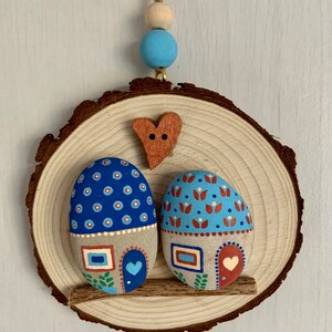 Hand Painted Pebble Houses on Wooden Hanging Plaque - Etsy