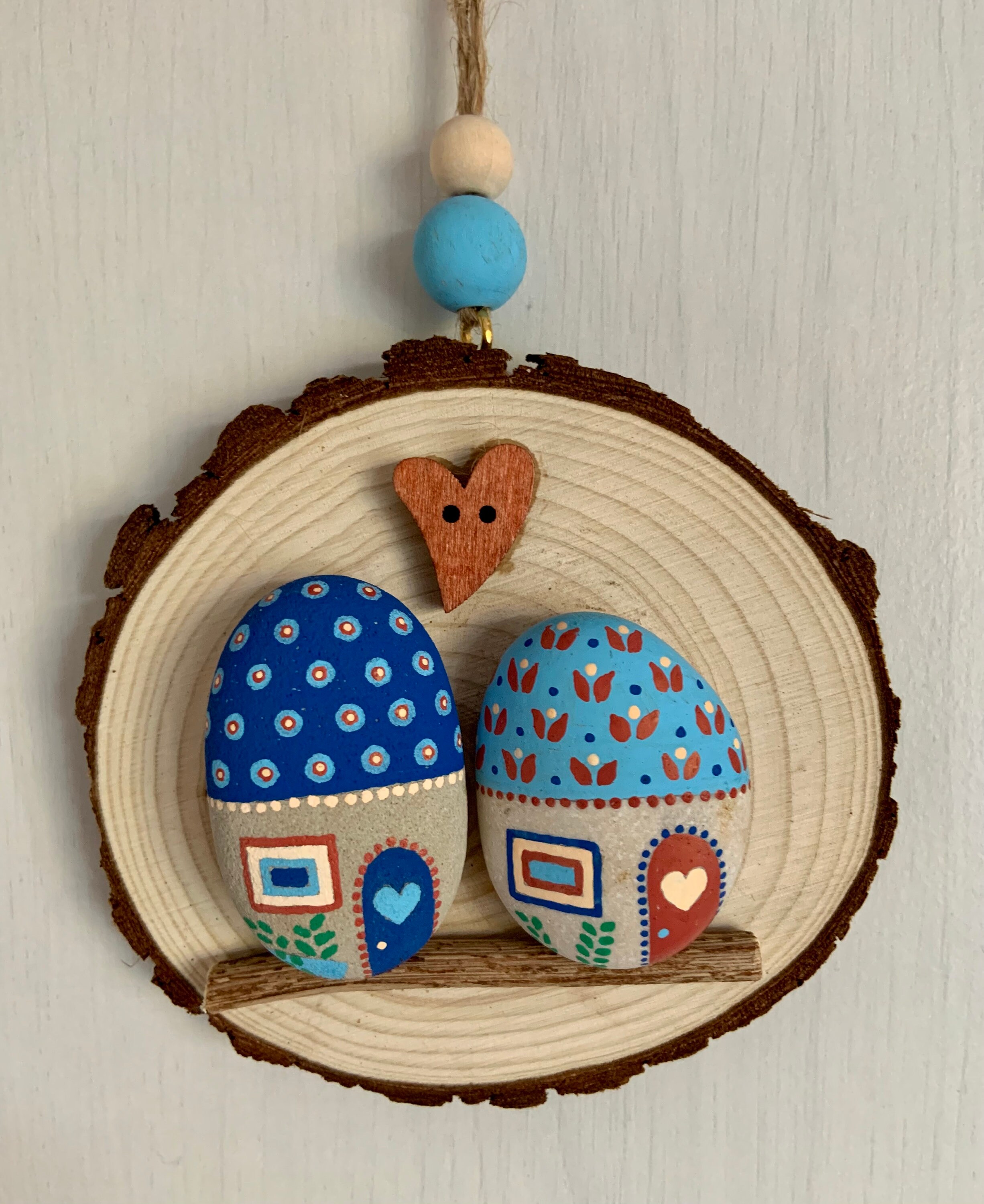 Hand Painted Pebble Houses on Wooden Hanging Plaque - Choice of Five - Etsy