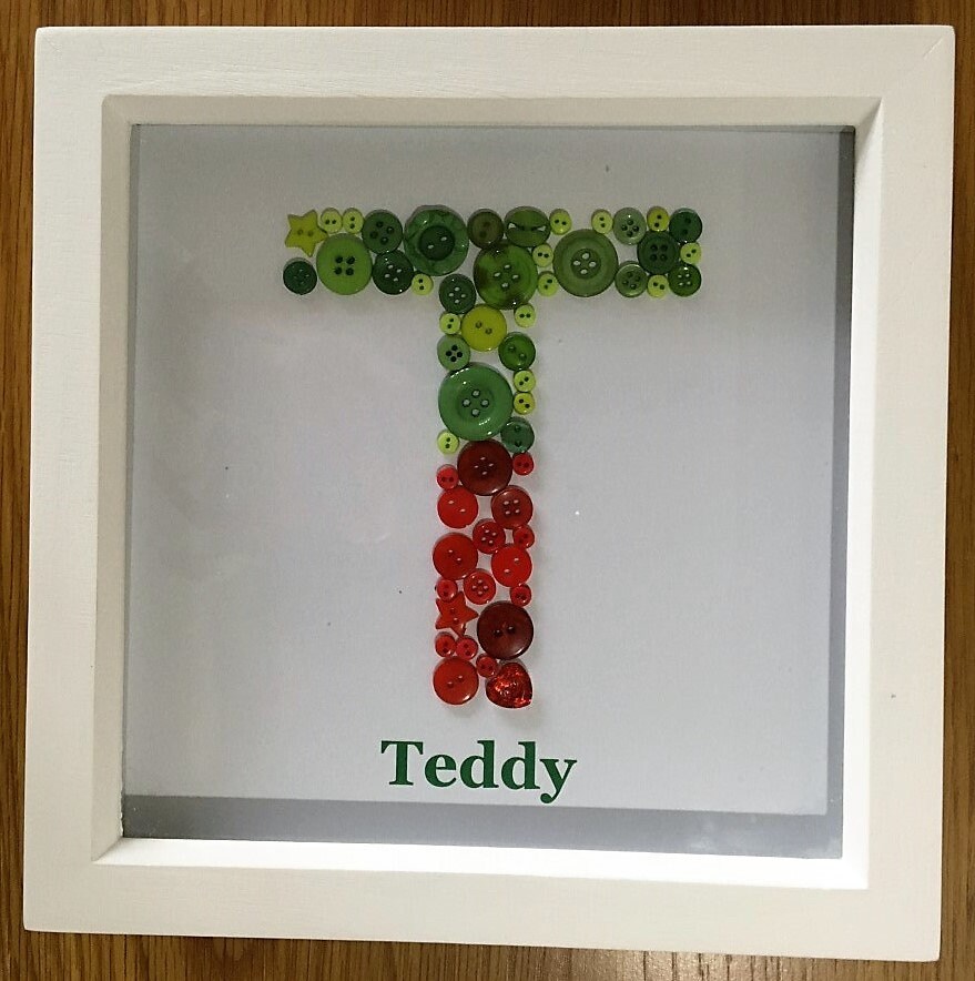 Personalised Button Letter Box Frame Picture With Name - 2 Sizes ...
