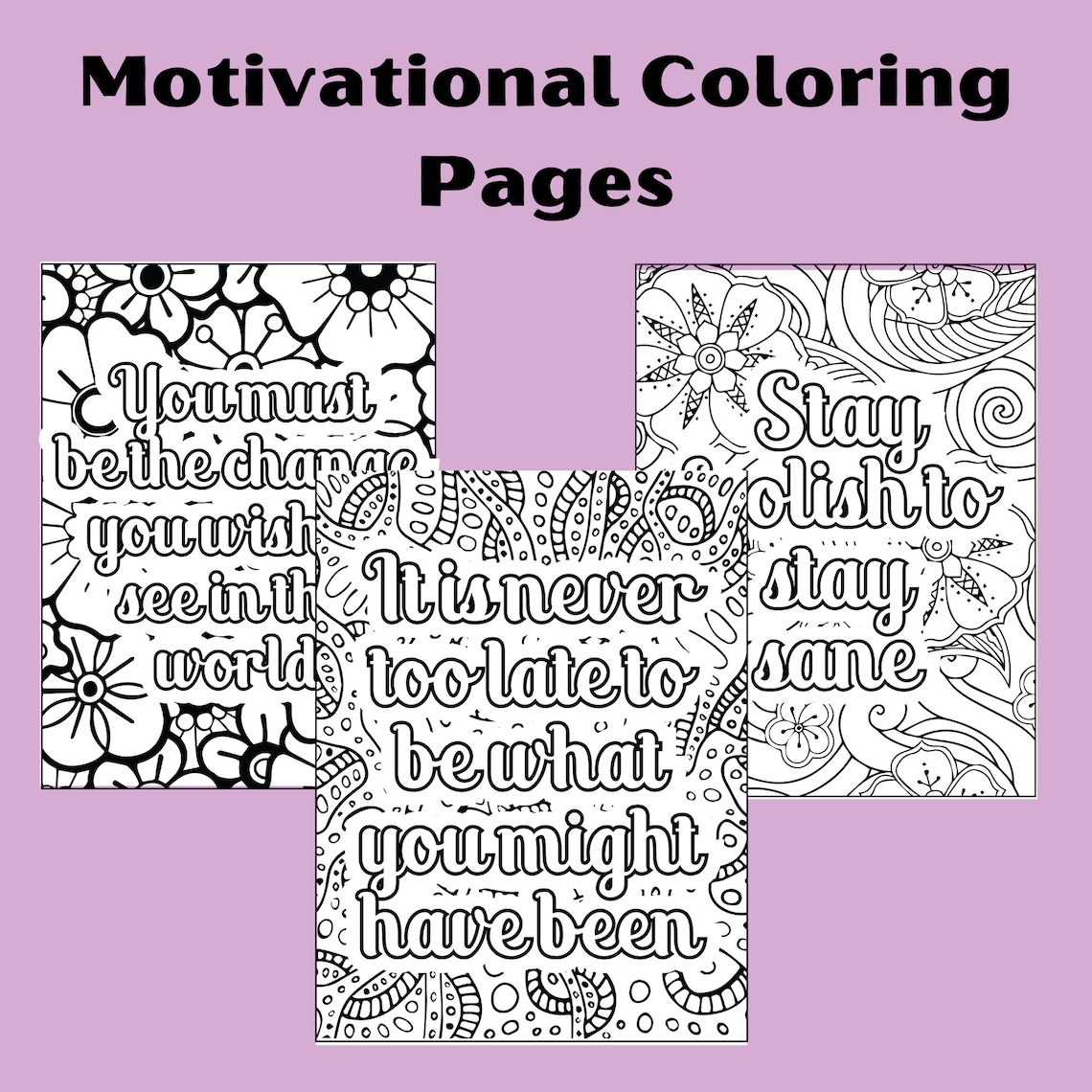Motivational Coloring Pages | Digital Download | Inspirational Quotes ...