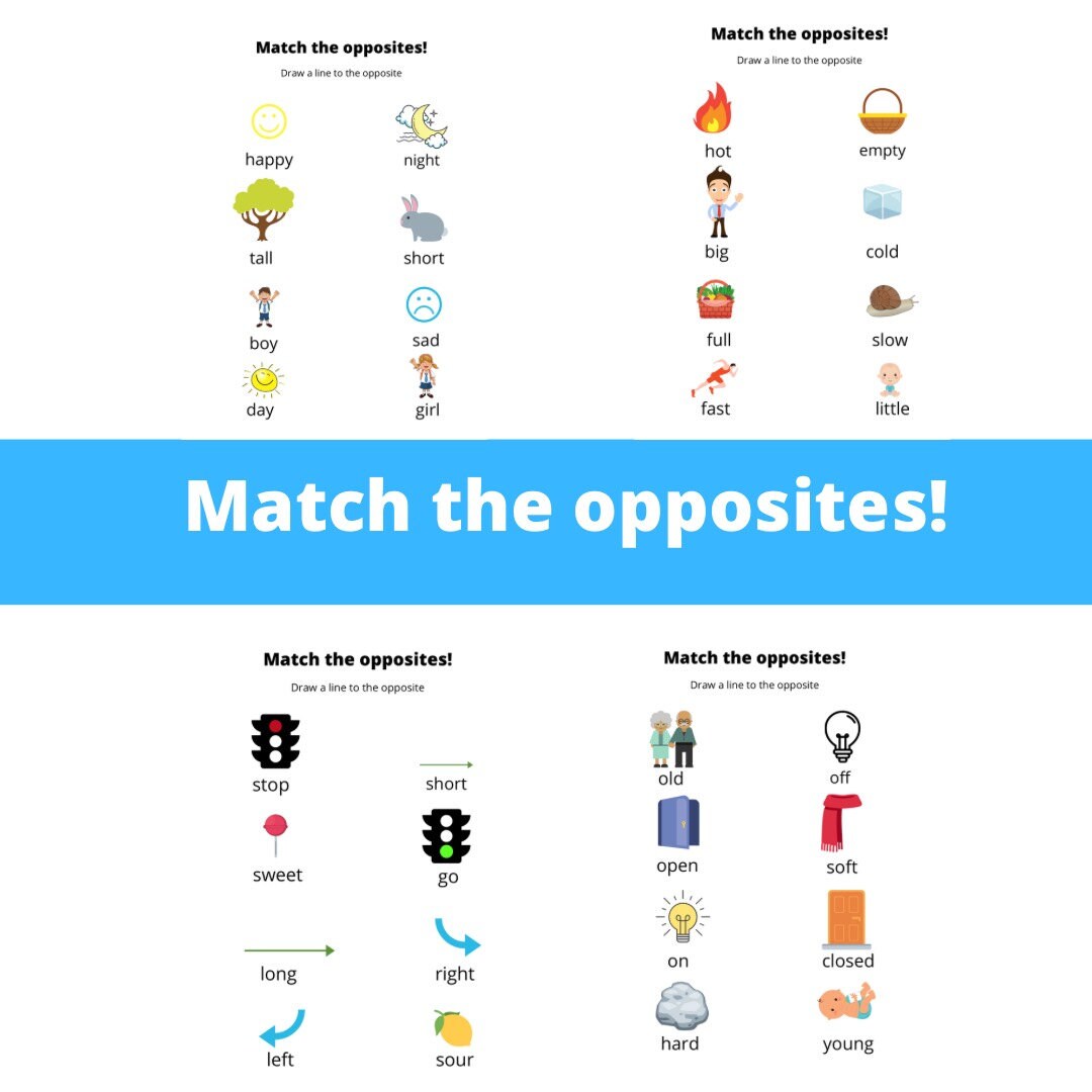 Opposites Matching Worksheets