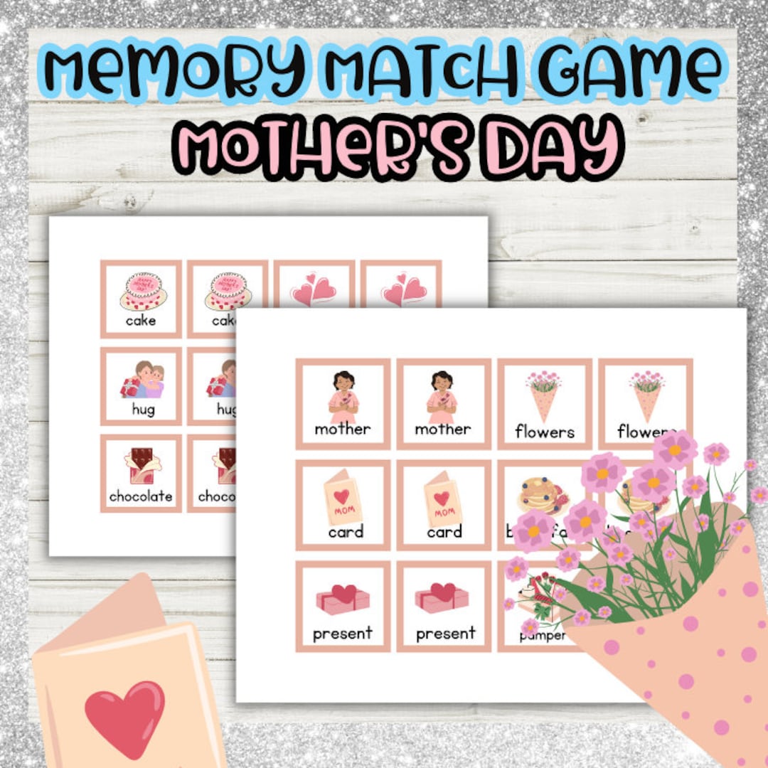 Mothers Day Gift, Memory Match Game Printable, Homeschool - Etsy