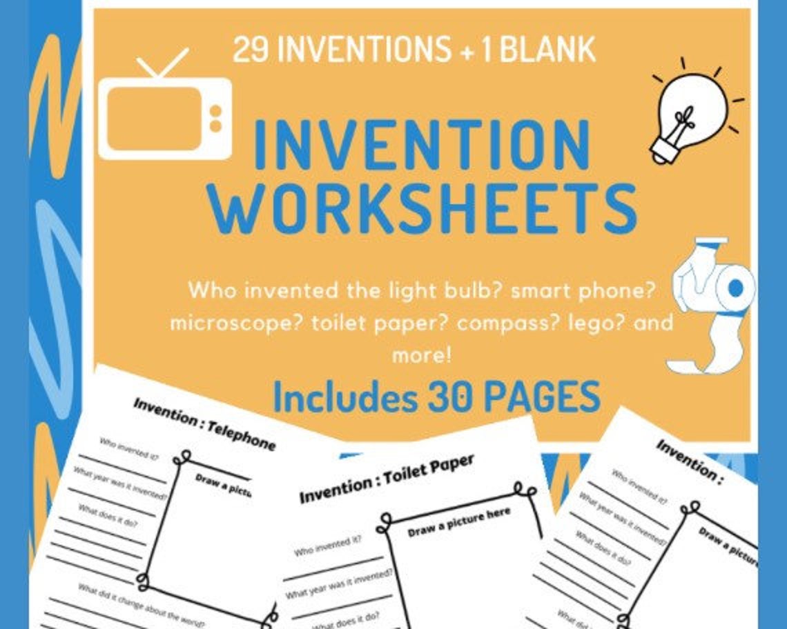 Invention Worksheets, Homeschool Learning Resource, Digital Download ...