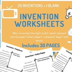 Invention Worksheets, Homeschool Learning Resource, Digital Download ...