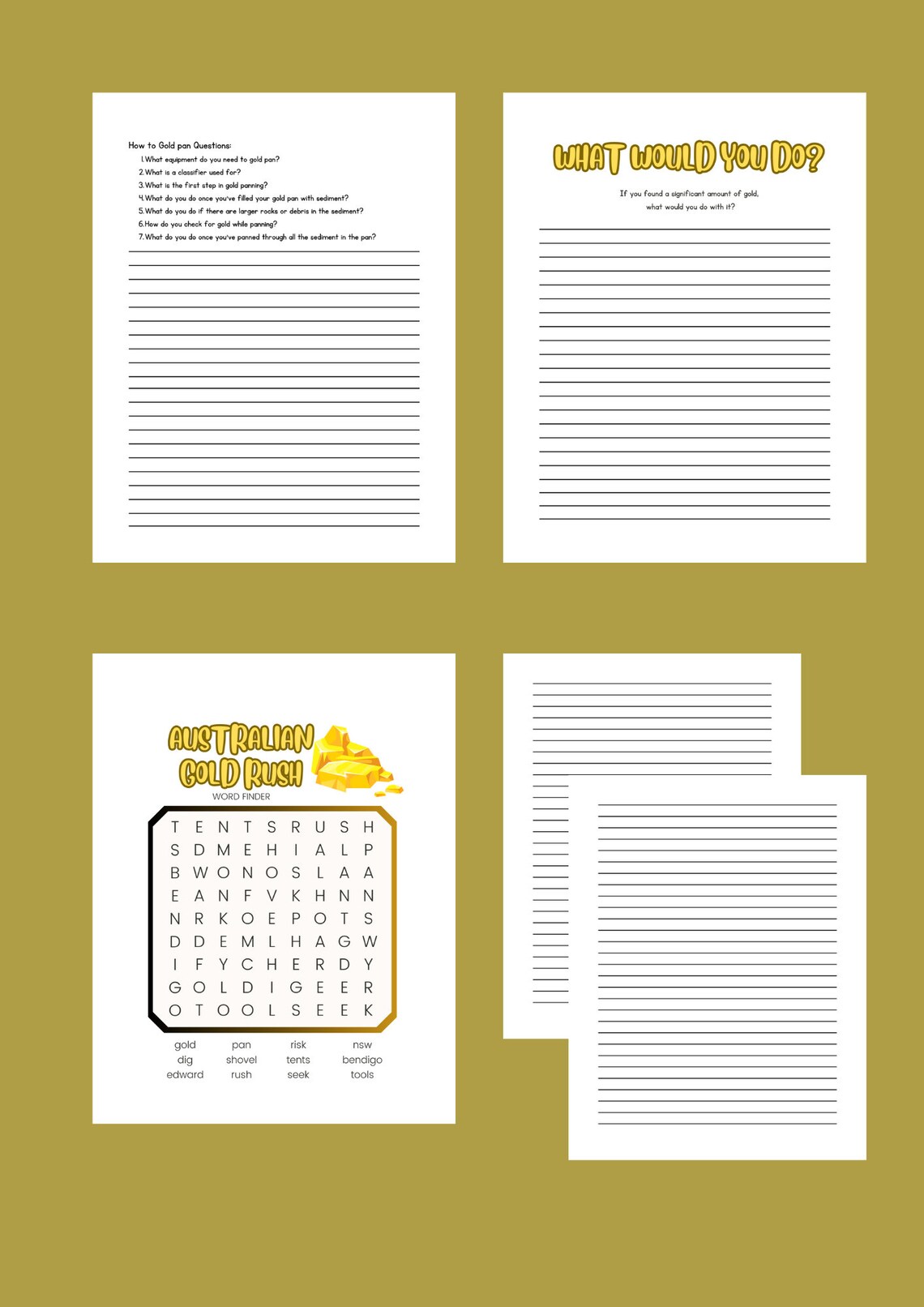 The Australian Gold Rush Study Pack, Reading Comprehension, Research ...