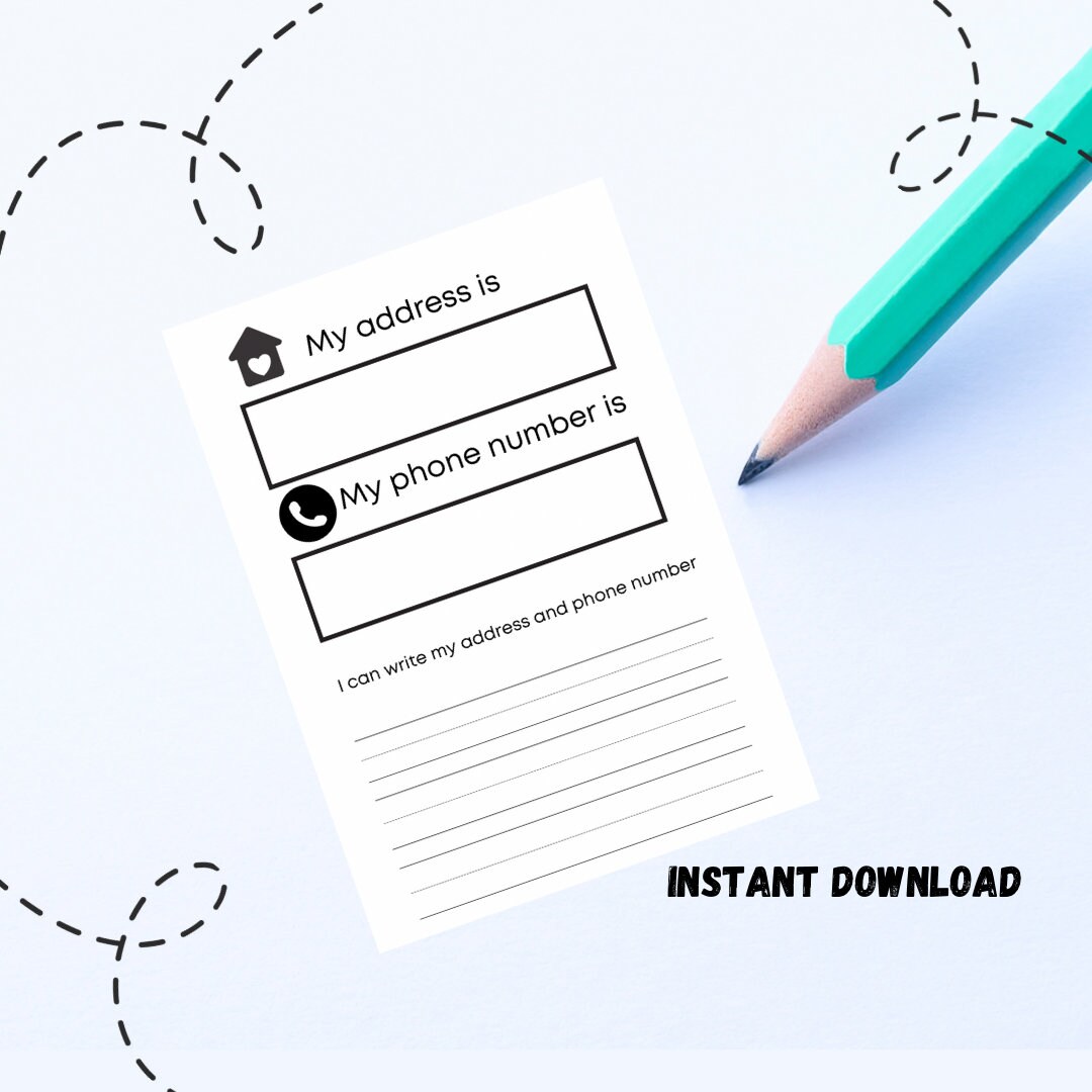 Learn Address and Phone Number Writing Activity, Preschool Grade 1 ...