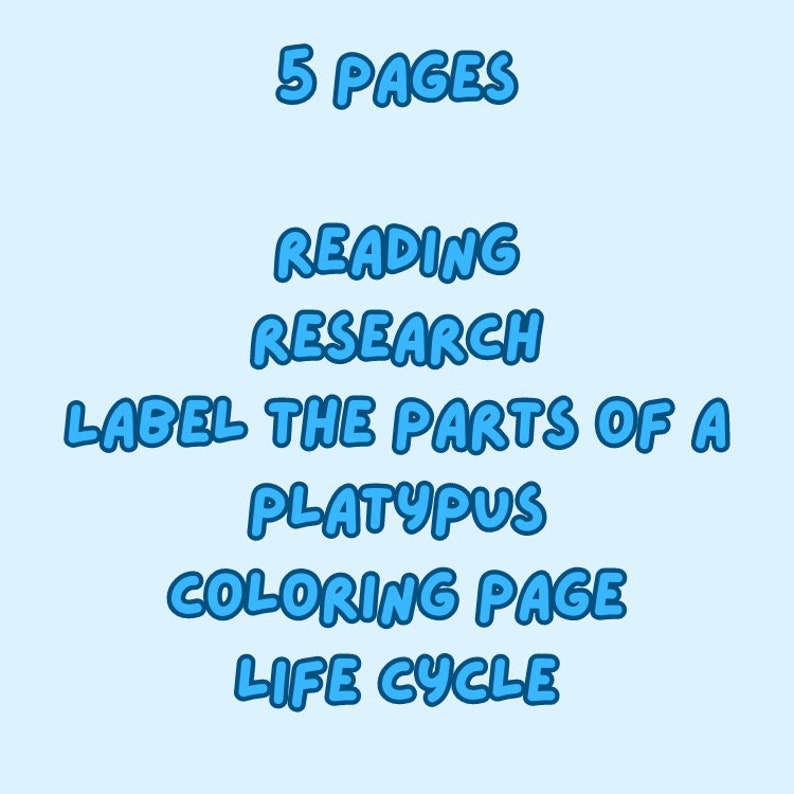 Homeschool Printables Worksheets Platypus Primary Australian Animals - Etsy