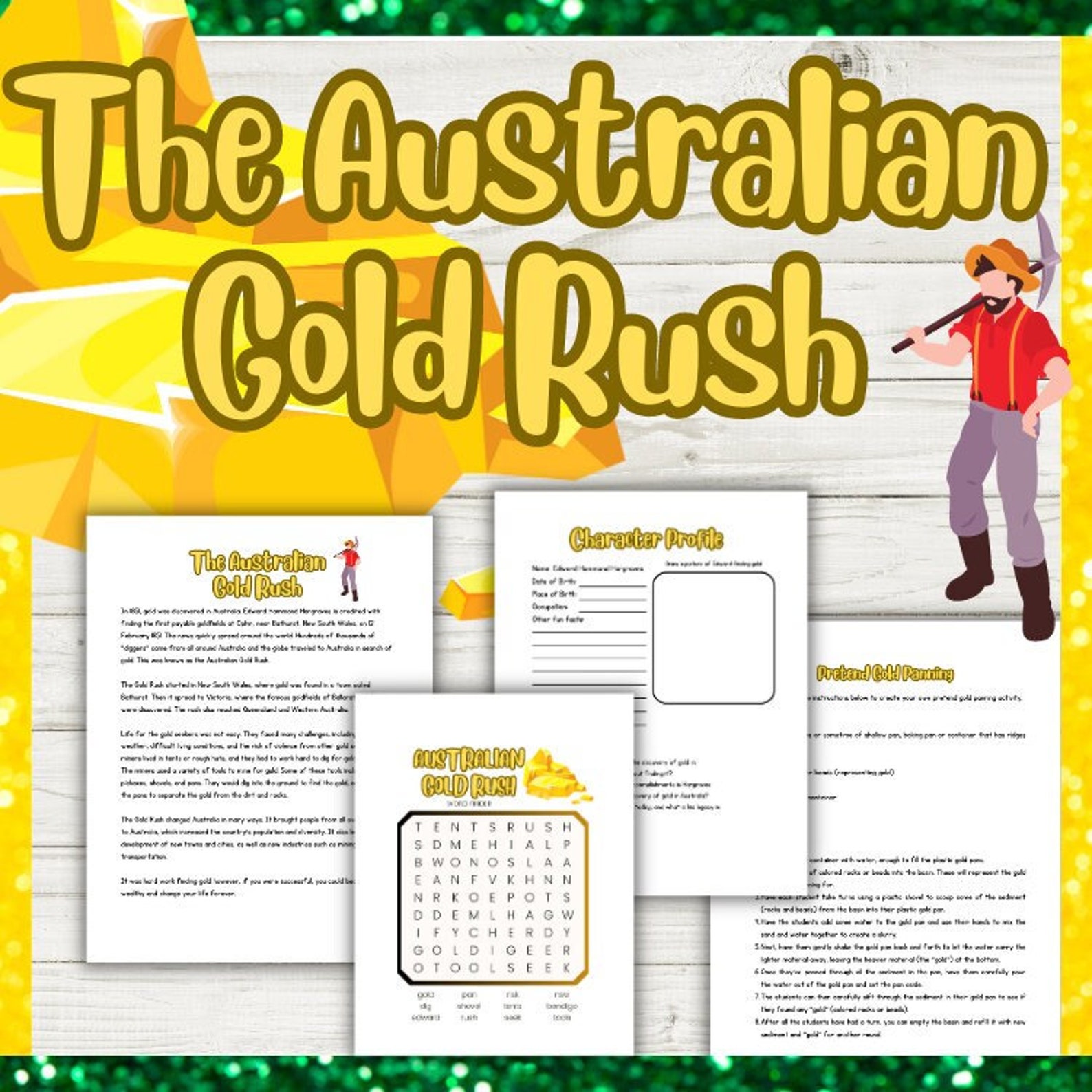 The Australian Gold Rush Study Pack, Reading Comprehension, Research ...