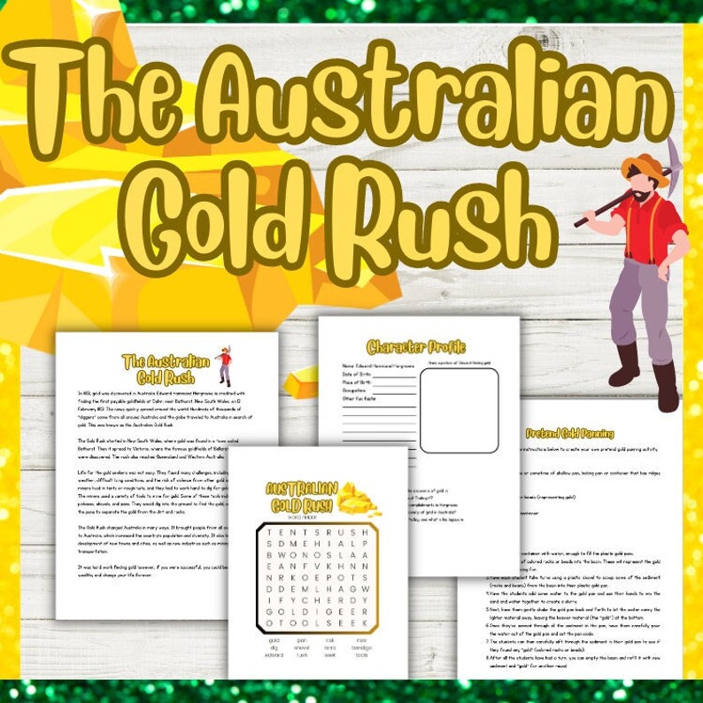 The Australian Gold Rush Study Pack, Reading Comprehension, Research ...