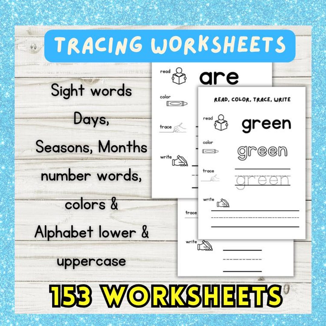 Primary Tracing Sight Words, Numbers, Seasons, Days, Months Worksheets ...