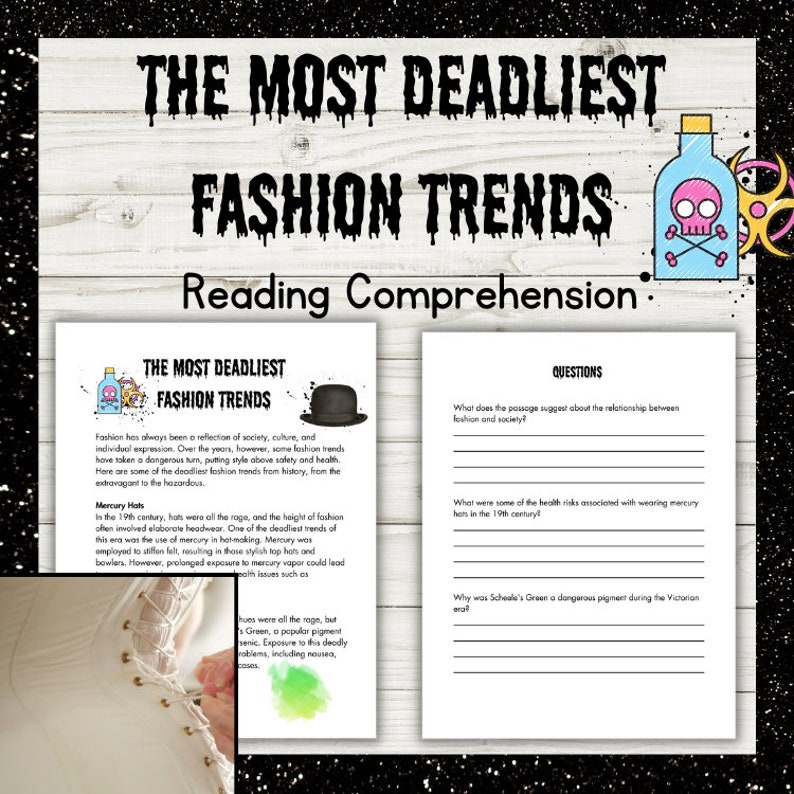 Deadliest Fashion Trend Printable Worksheet Reading Comprehension for ...