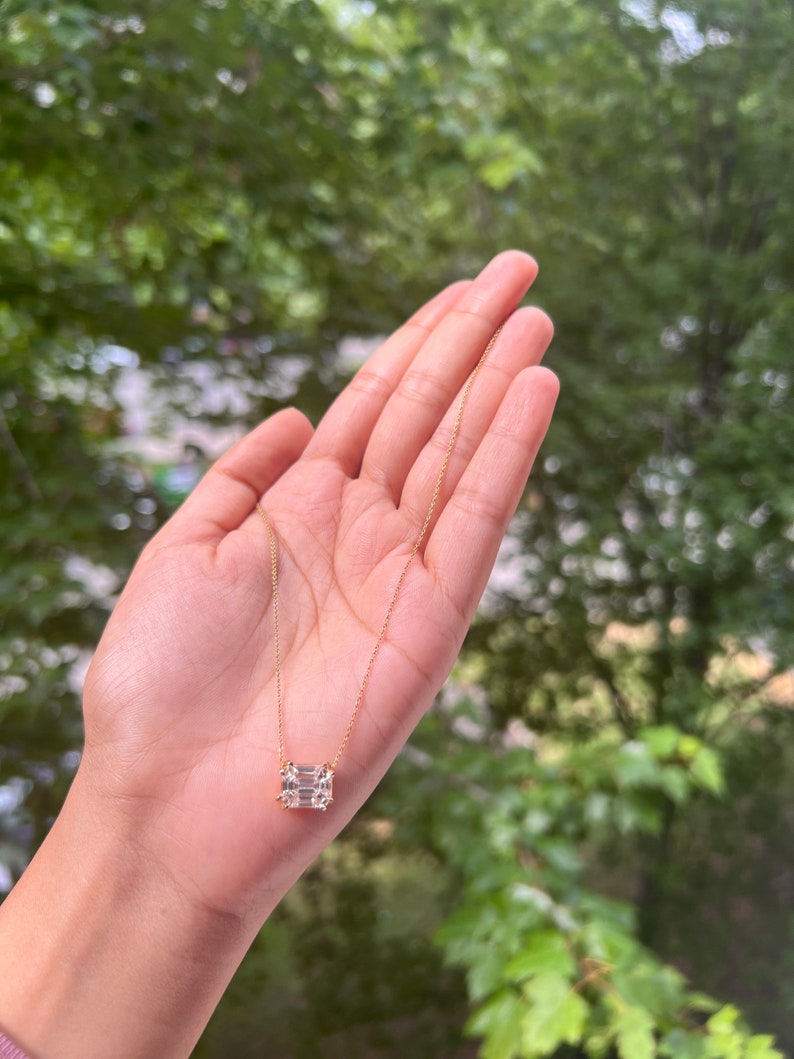 0.80 Carat Emerald Cut Diamond Illusion Necklace in 14k Gold - Etsy