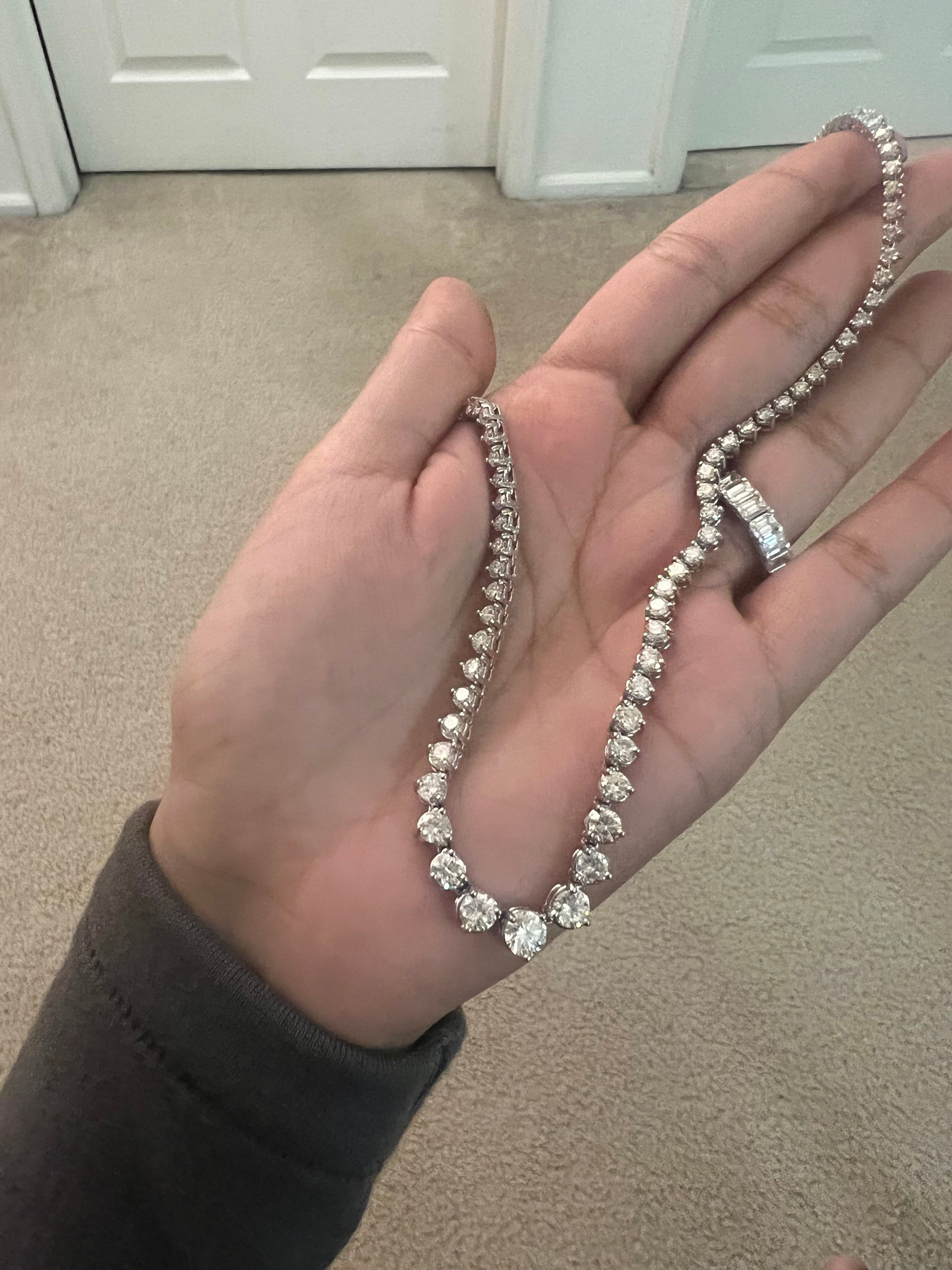 11 Carat Graduated Diamond Riviera Tennis Necklace in 14k Gold - Etsy