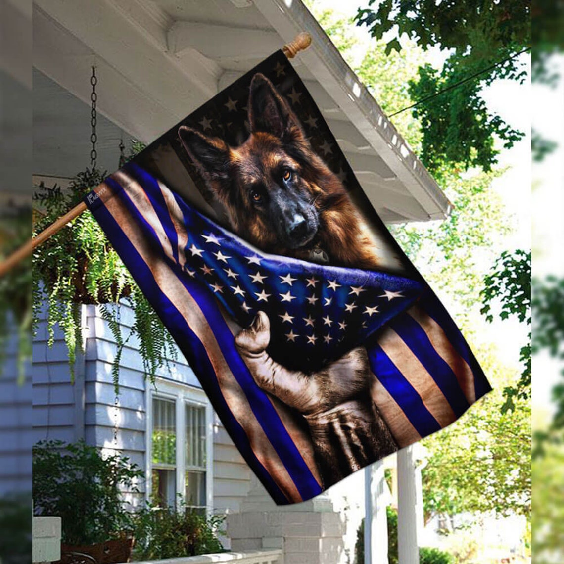 Police Dog. K9. The Thin Blue Line Flag Garden Flag peace | Etsy