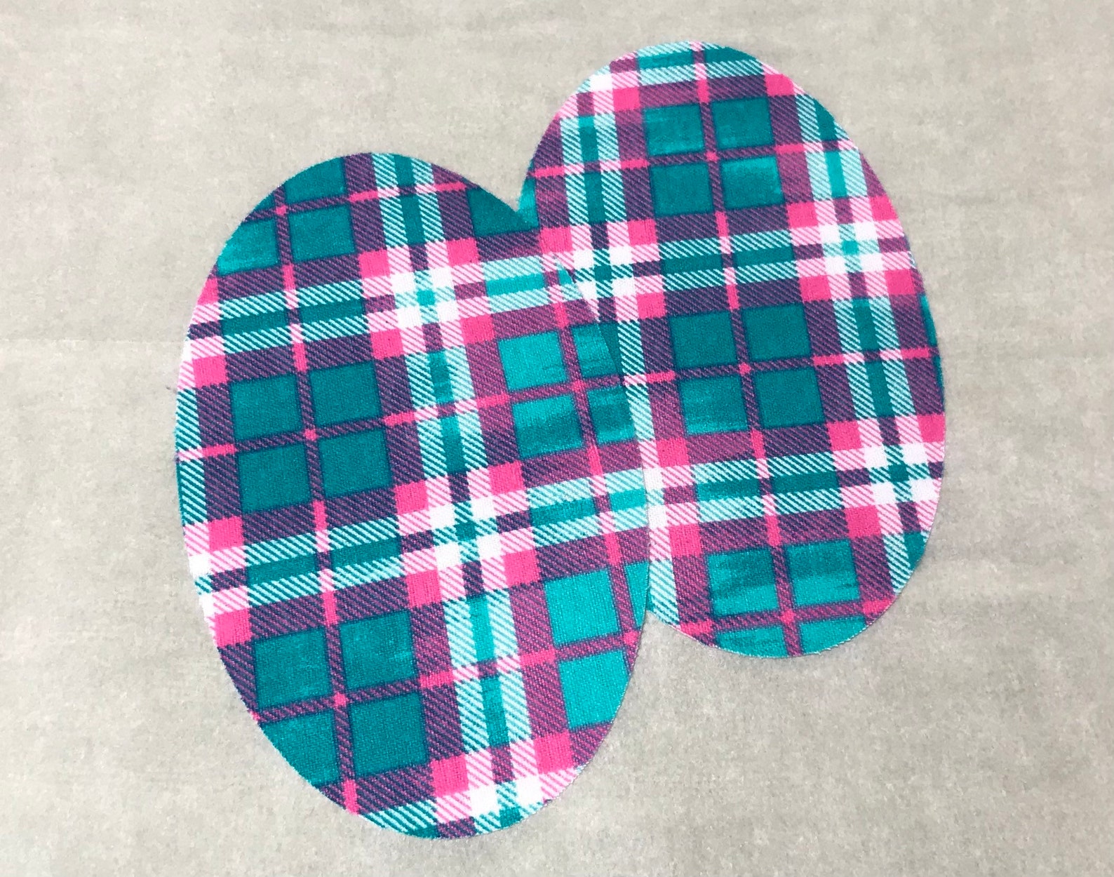Teal Pink Plaid Print Iron On Elbow Patch Set of 2 | Etsy