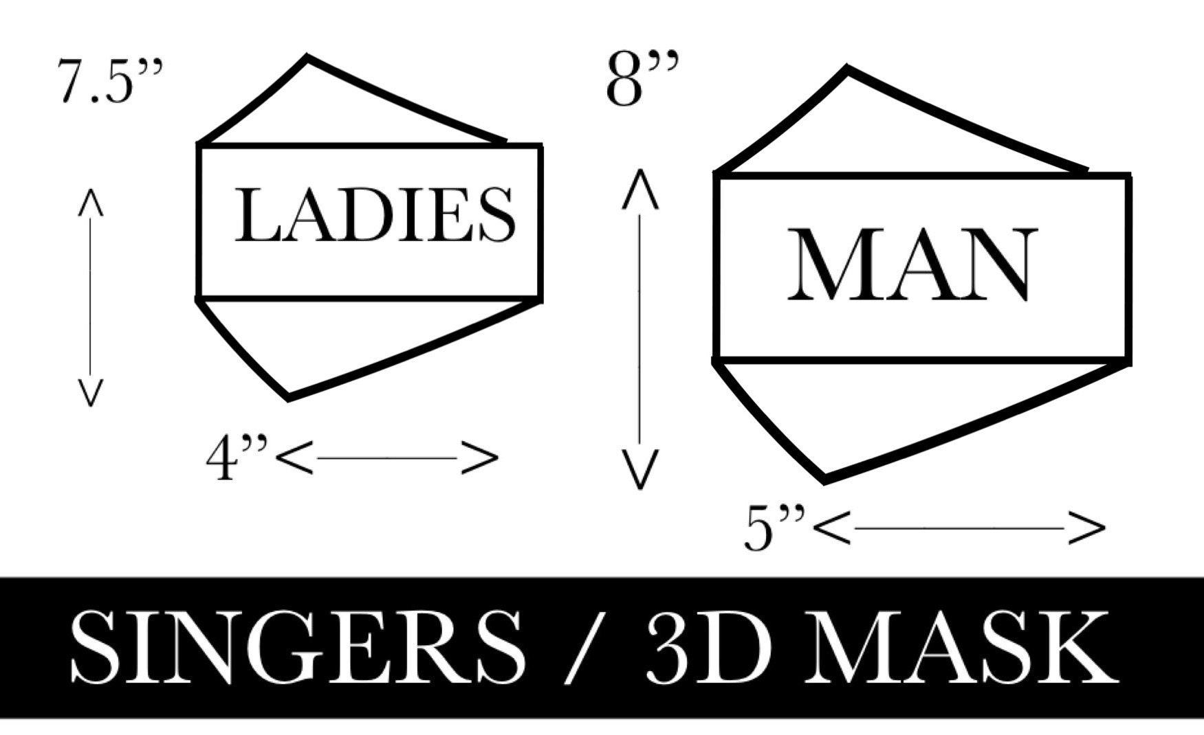 2 Layer MANS 100% Cotton Fabric 3D Singer Mask for Sports, Teaching ...