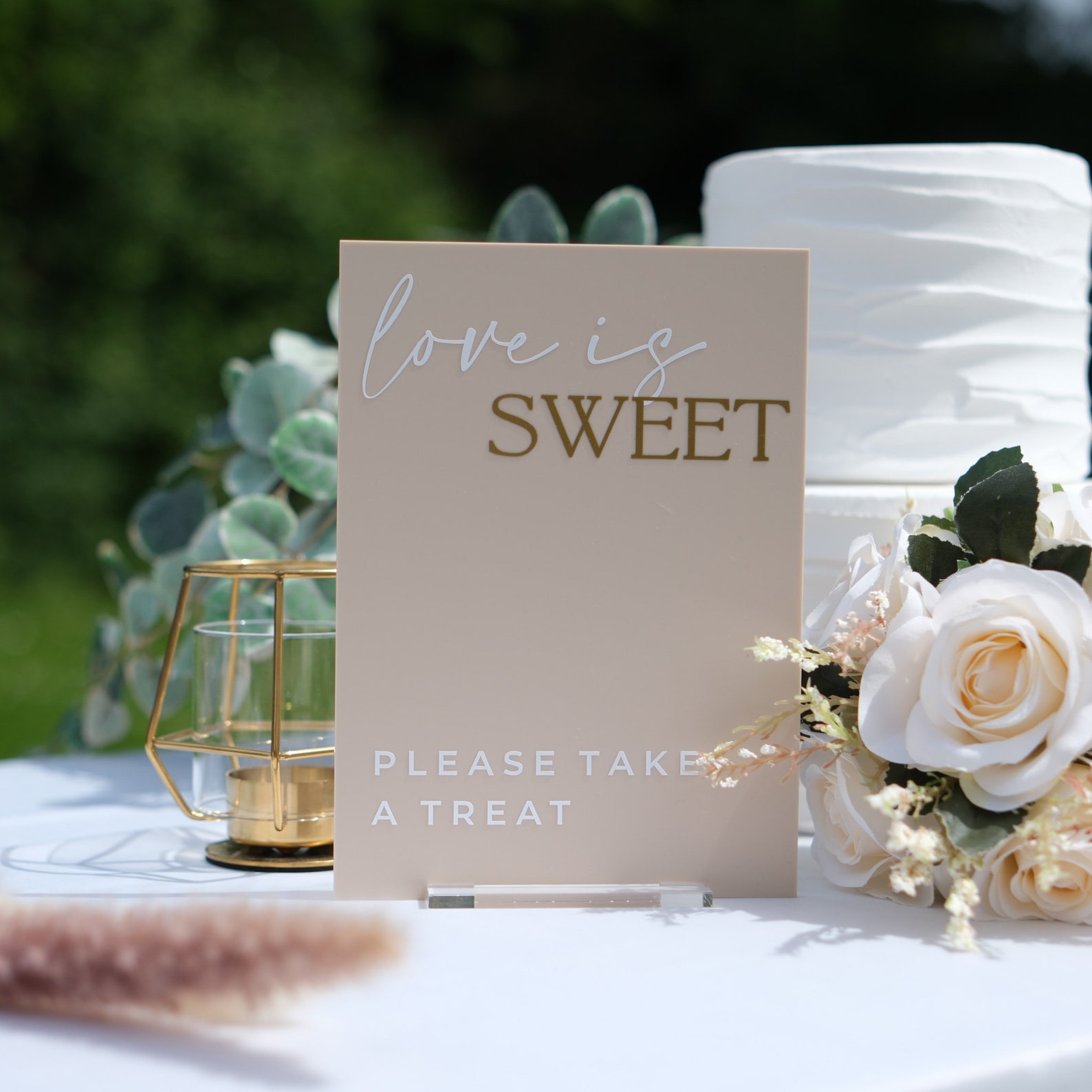 Love is Sweet Sign Wedding Favour Sign With Stands Treat Sign Acrylic ...