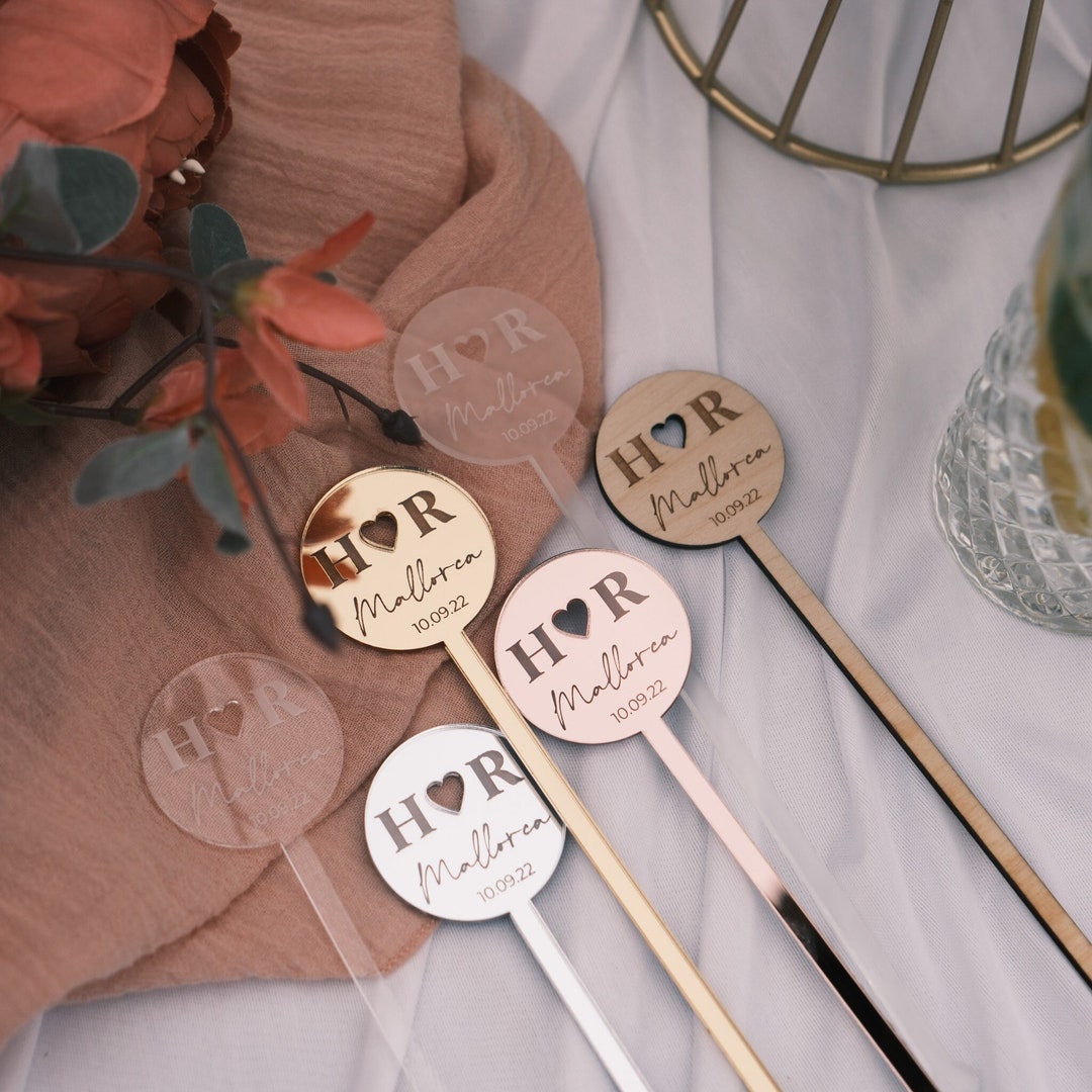 Personalised Drink Stirrers Name Wedding Cocktail Toppers Wedding ...