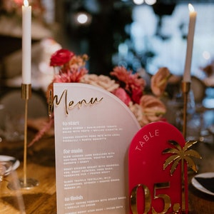 Table Numbers and Wedding Menu Sign With Stands Wedding Sign Acrylic ...
