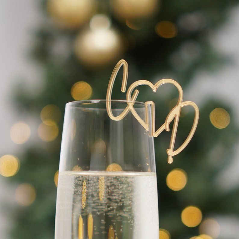 Wedding Initial Drink Tag Glass Topper Wedding Drink Stirrer ...