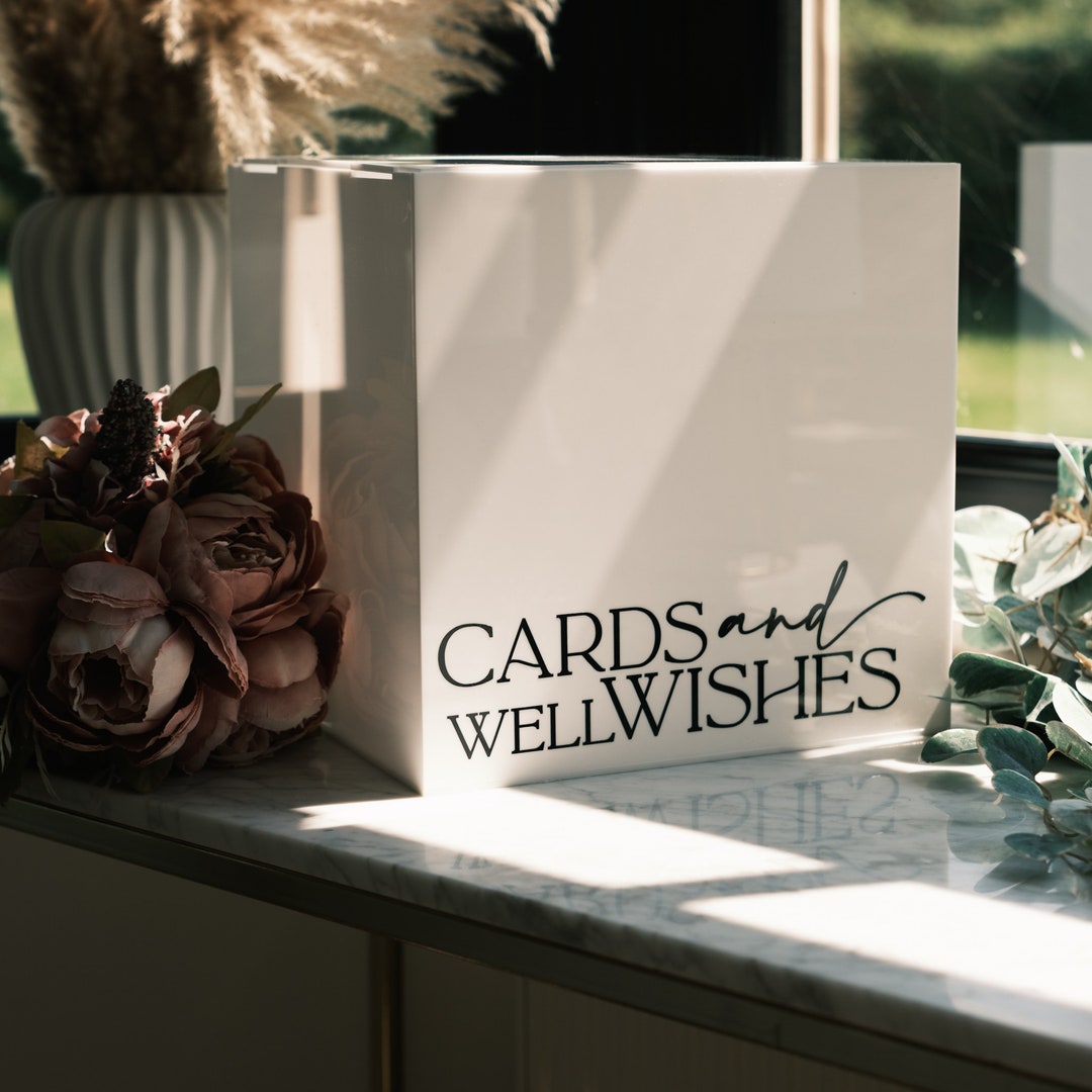 Cards and Well Wishes Box Acrylic Wedding Card Box, Thank You Wedding ...