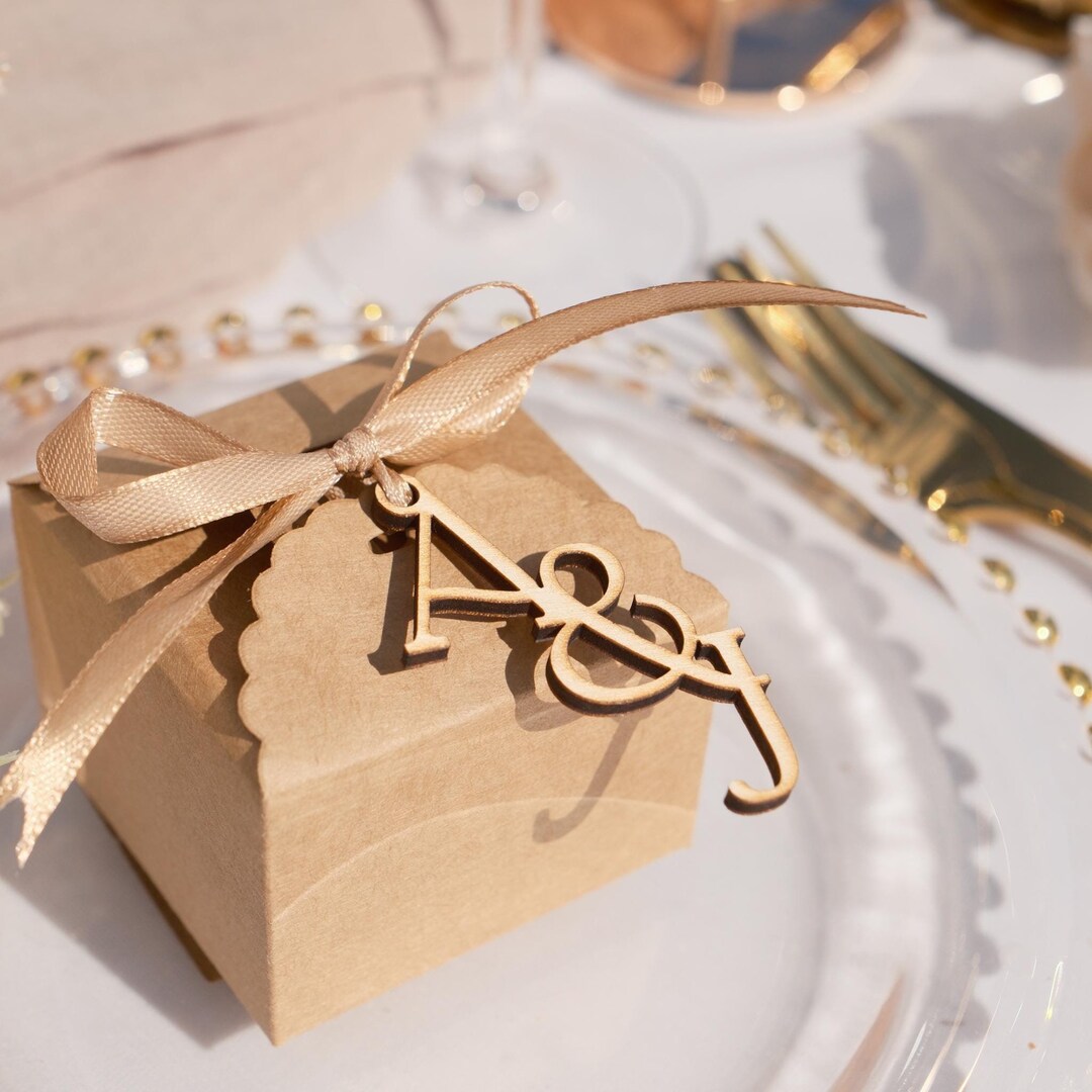 Initial Wedding Favour Name Tags, Boxes Ribbon, Party Favours, Wedding ...