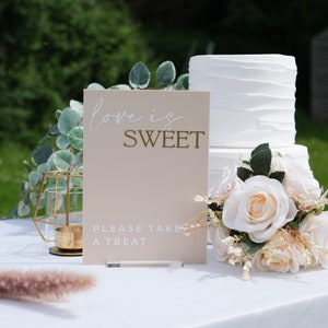 Love is Sweet Sign Wedding Favour Sign With Stands Treat Sign Acrylic ...
